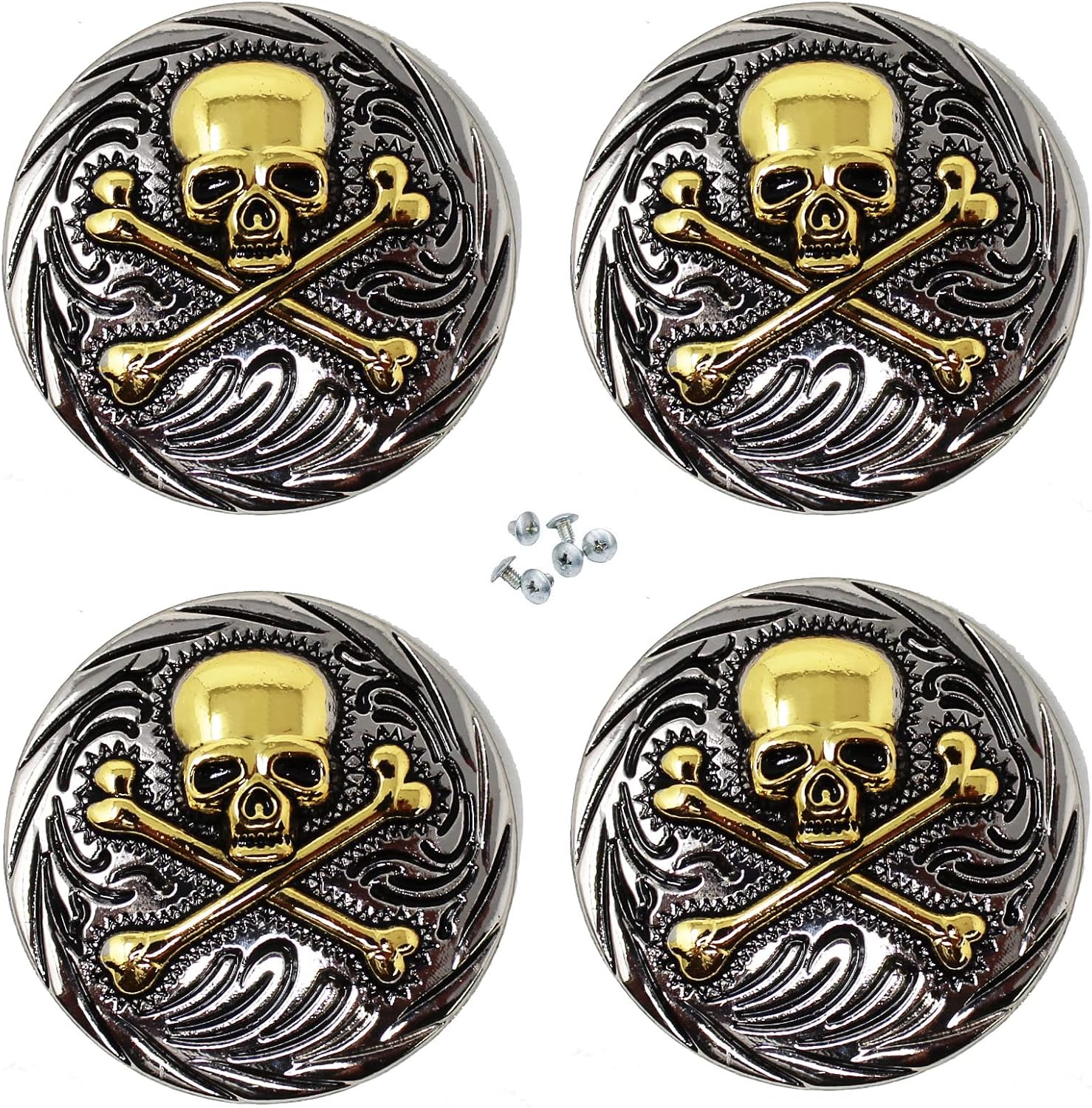 Buy CHALLENGER Set of 4 Screw Back Skull Conchos Western Saddle Bridle ...