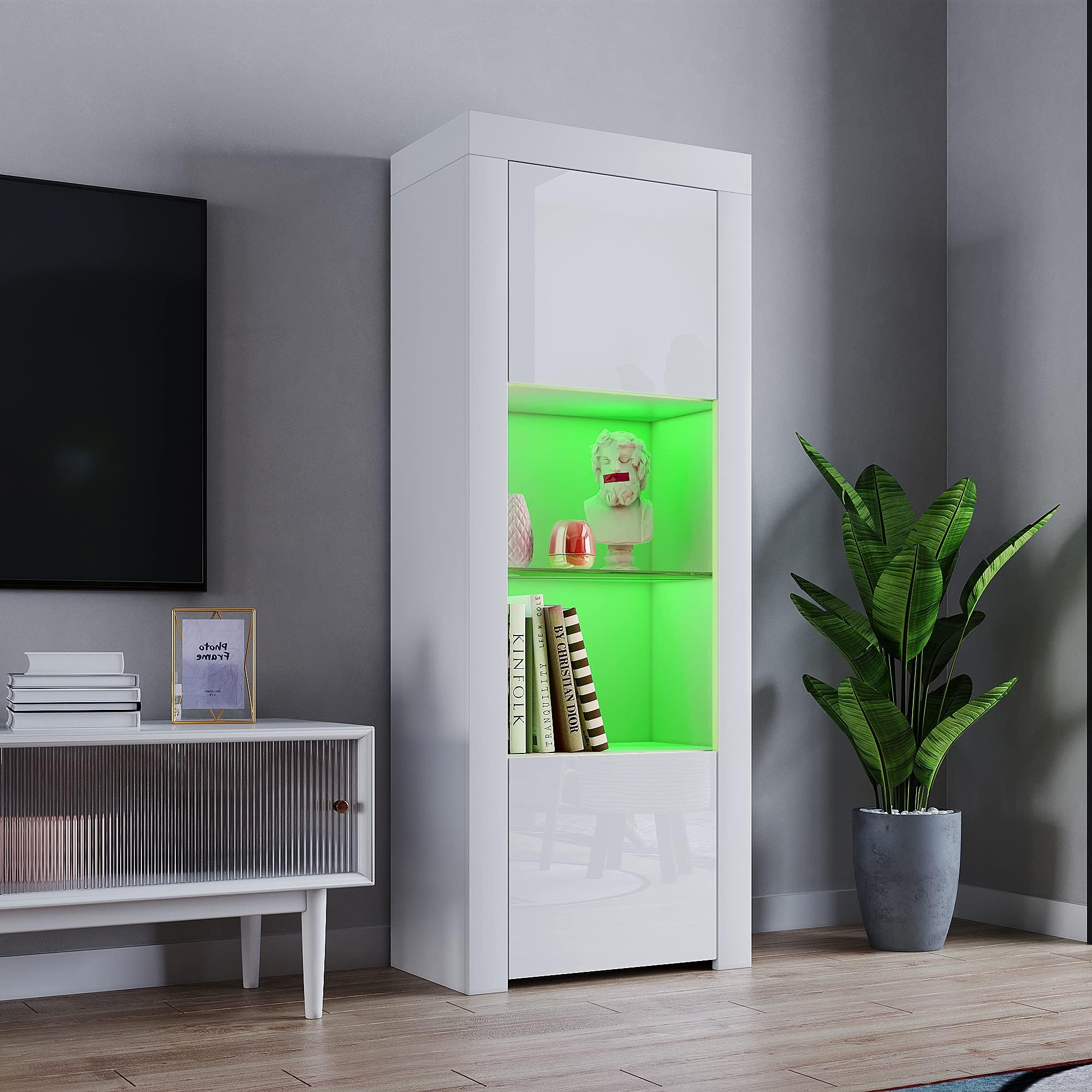 Carbed shop Luxury Space Corner LED Glass Display Cabinet- In Silver ...