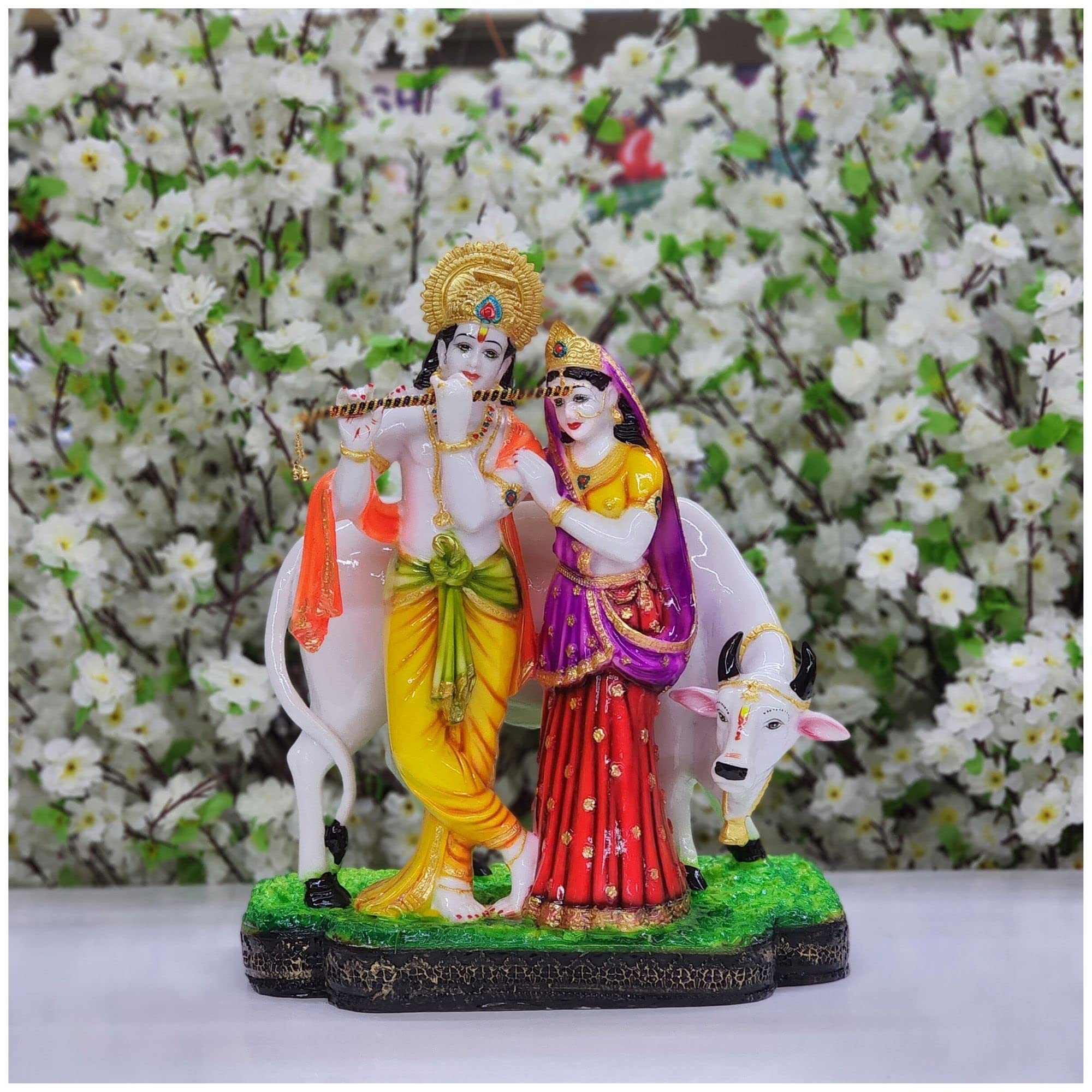 Buy AtoZ India Cart Radha Krishna Statue in Resin Large Radha Krishna ...