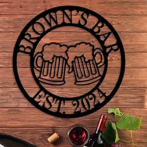 Amazon.com : Personalized Metal Bar Signs, Metal Wall Art Bar Party ...