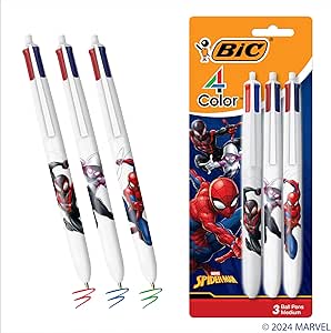 BIC 4-Color Marvel's Spider-Man Edition Retractable Ball Pens, Medium ...