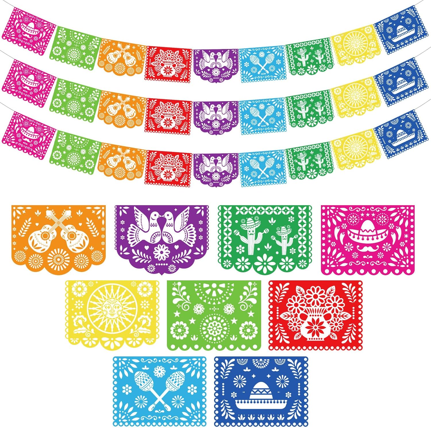 Amazon.com: DomeStar 3 Packs Mexican Party Decoration, 54 Feet Plastic ...