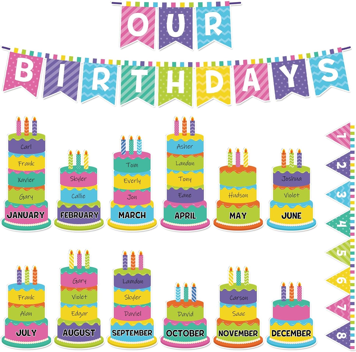 Amazon.com : Fuyoooo 127 Pcs Birthday Graph Bulletin Board Set Colorful ...