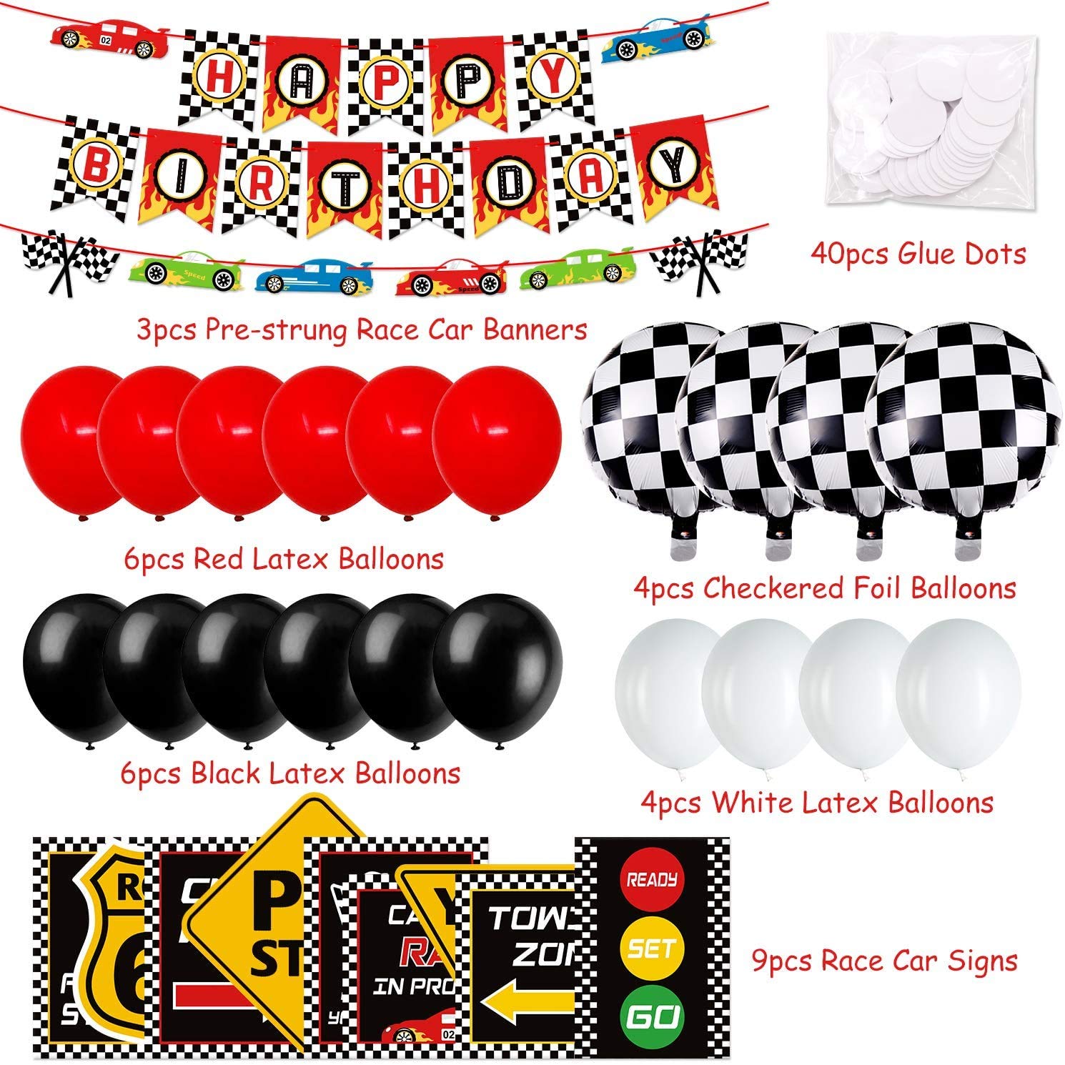 Buy BUBM Racing Car Party Decoration and Supplies - Happy Birthday Race ...
