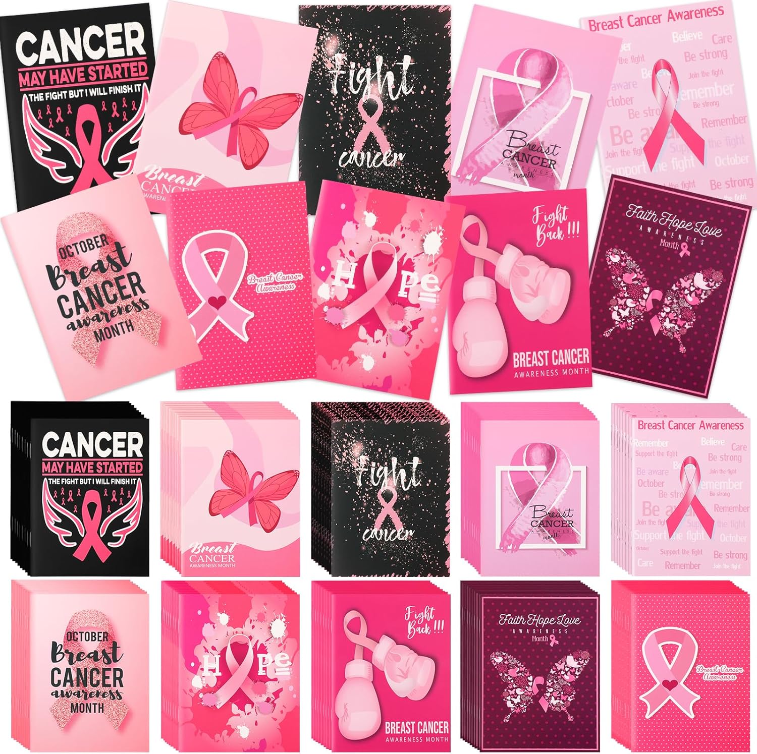 Amazon.com : Fulmoon 200 Pcs Breast Cancer Awareness Inspirational ...