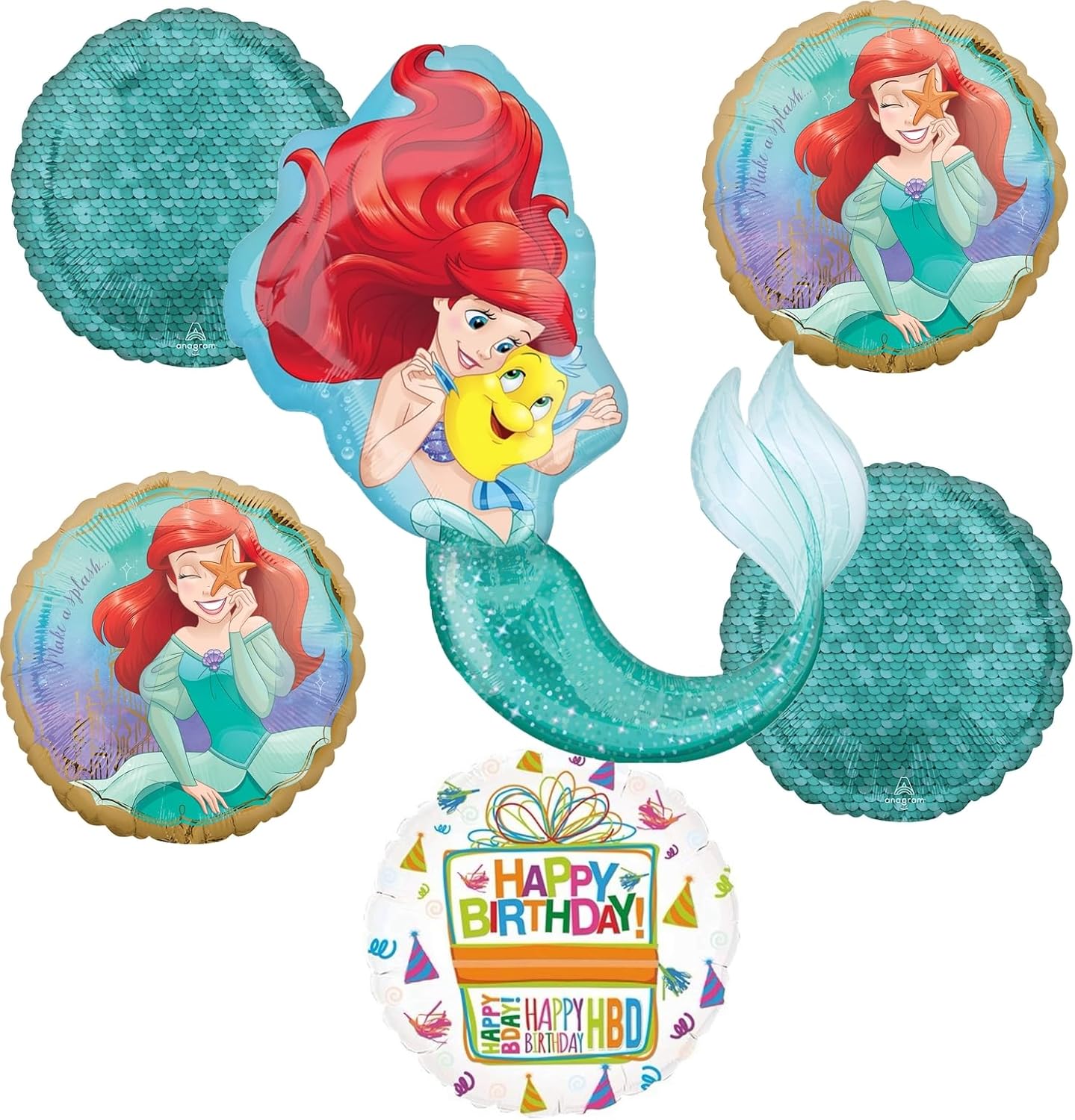 Amazon.com: Little Mermaid Birthday Party Supplies 6pc Princess Ariel ...