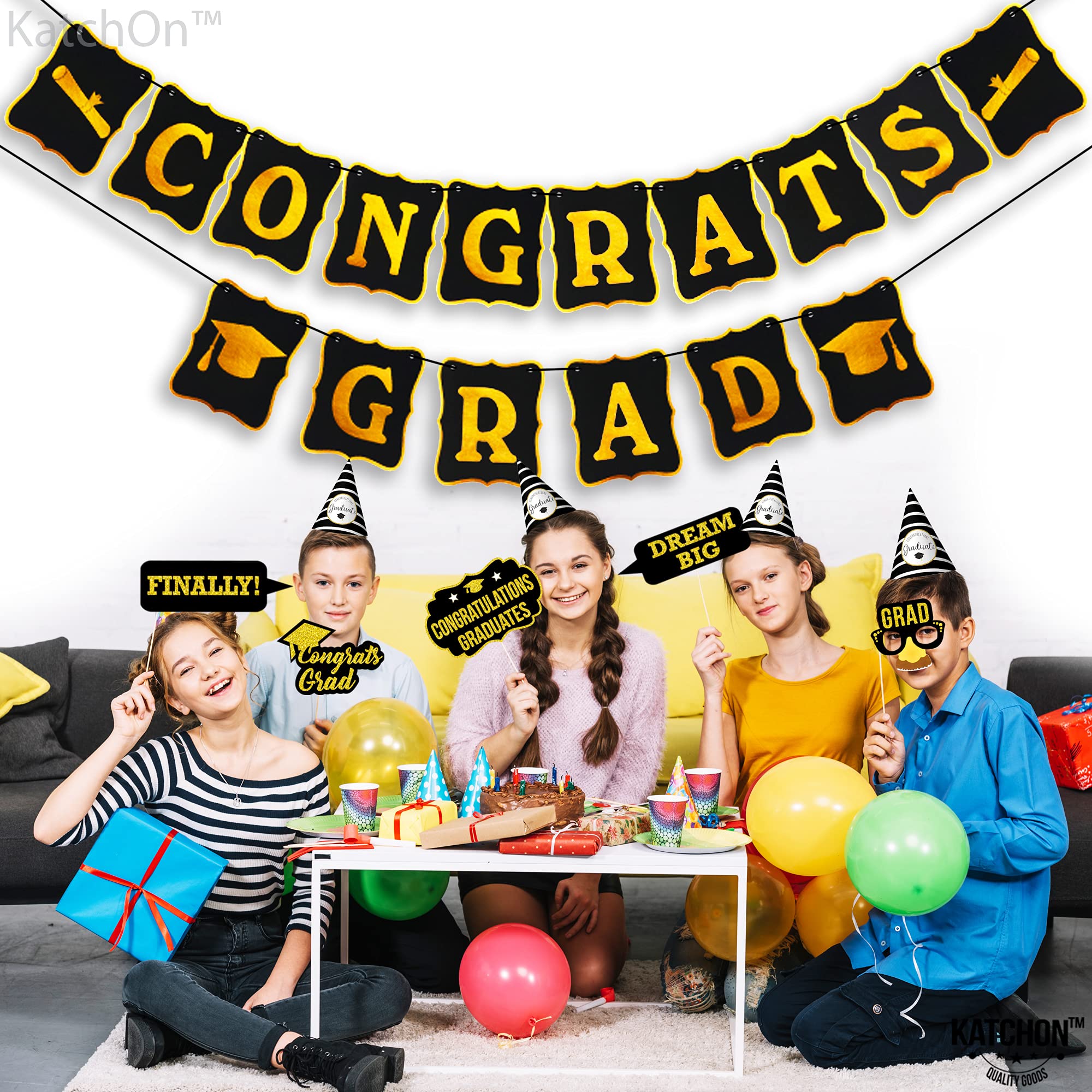 Big 10 Feet Congrats Grad Banner Decorations - No DIY, 8 Inch Pennant ...