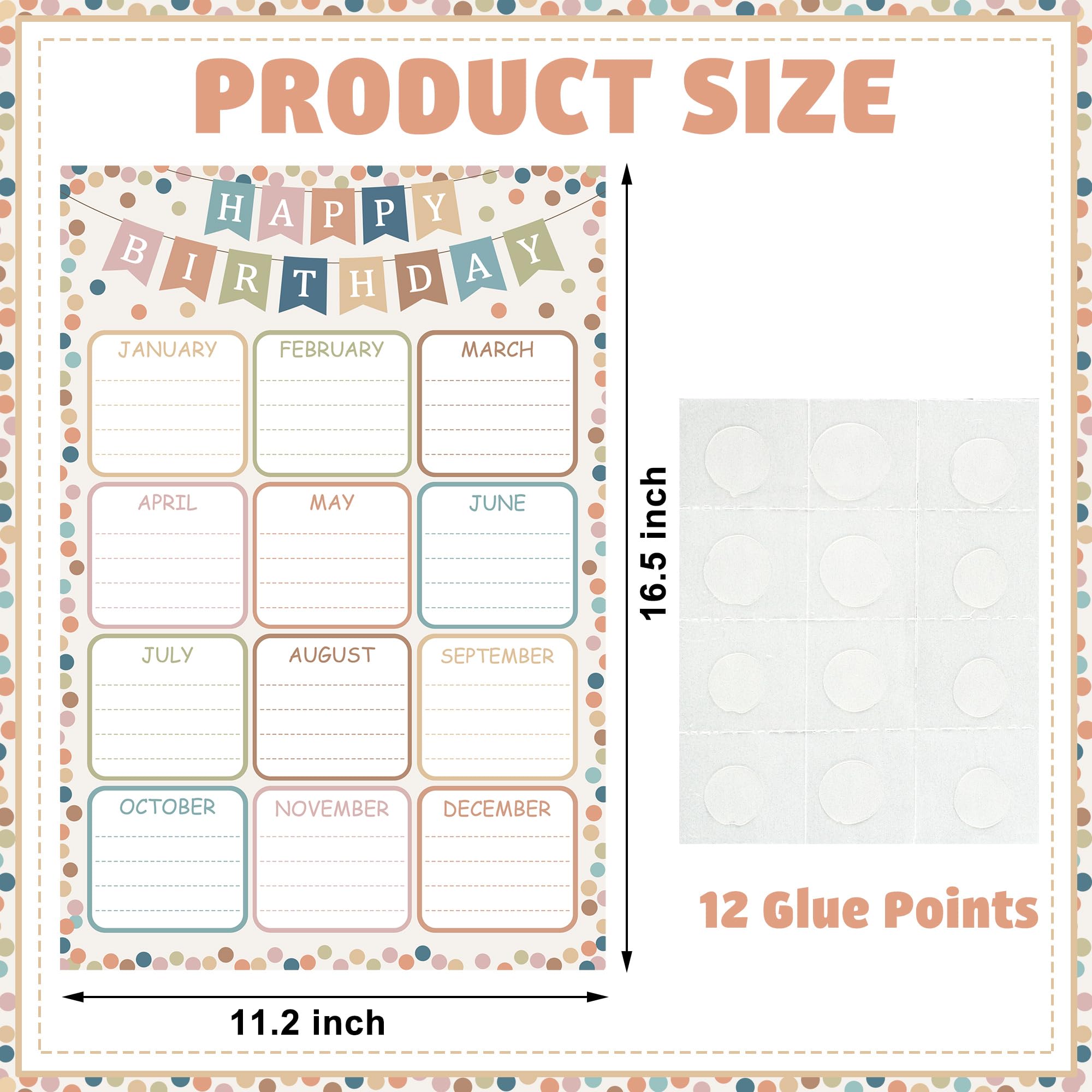 Classroom JarThenaAMCS 2Pcs Poster Boho Birthday Chart