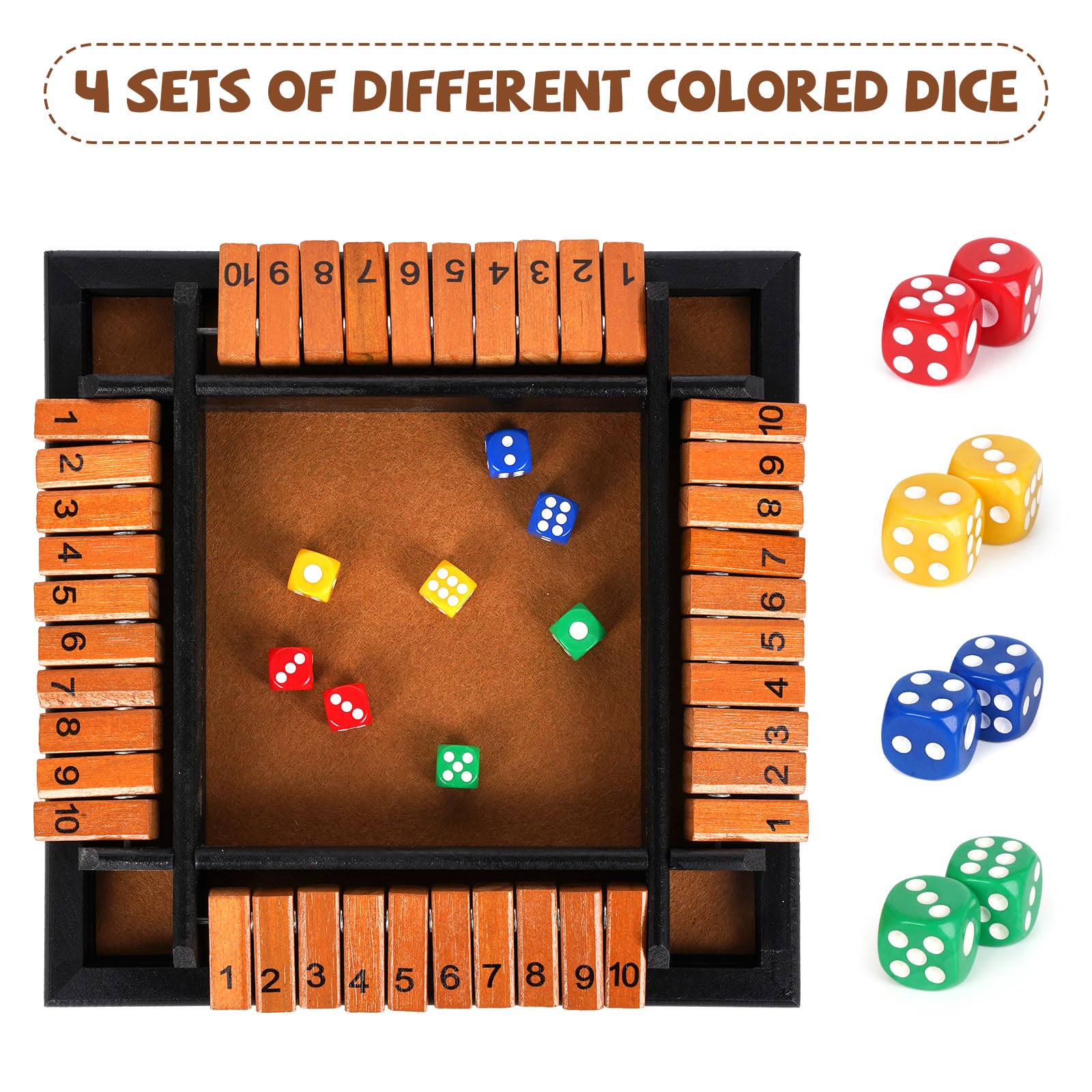 Snapklik.com : Shut The Box Dice Game, 1-4 Players Wooden Family Board ...