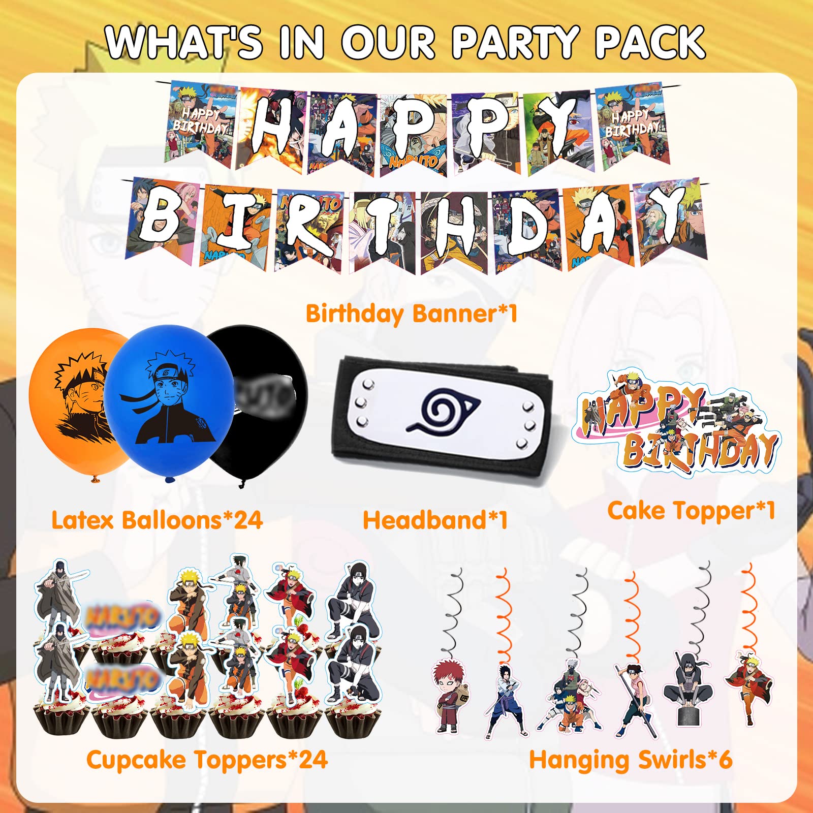 Anime Birthday Party Supplies, 57Pcs Anime Birthday Decoration Include ...