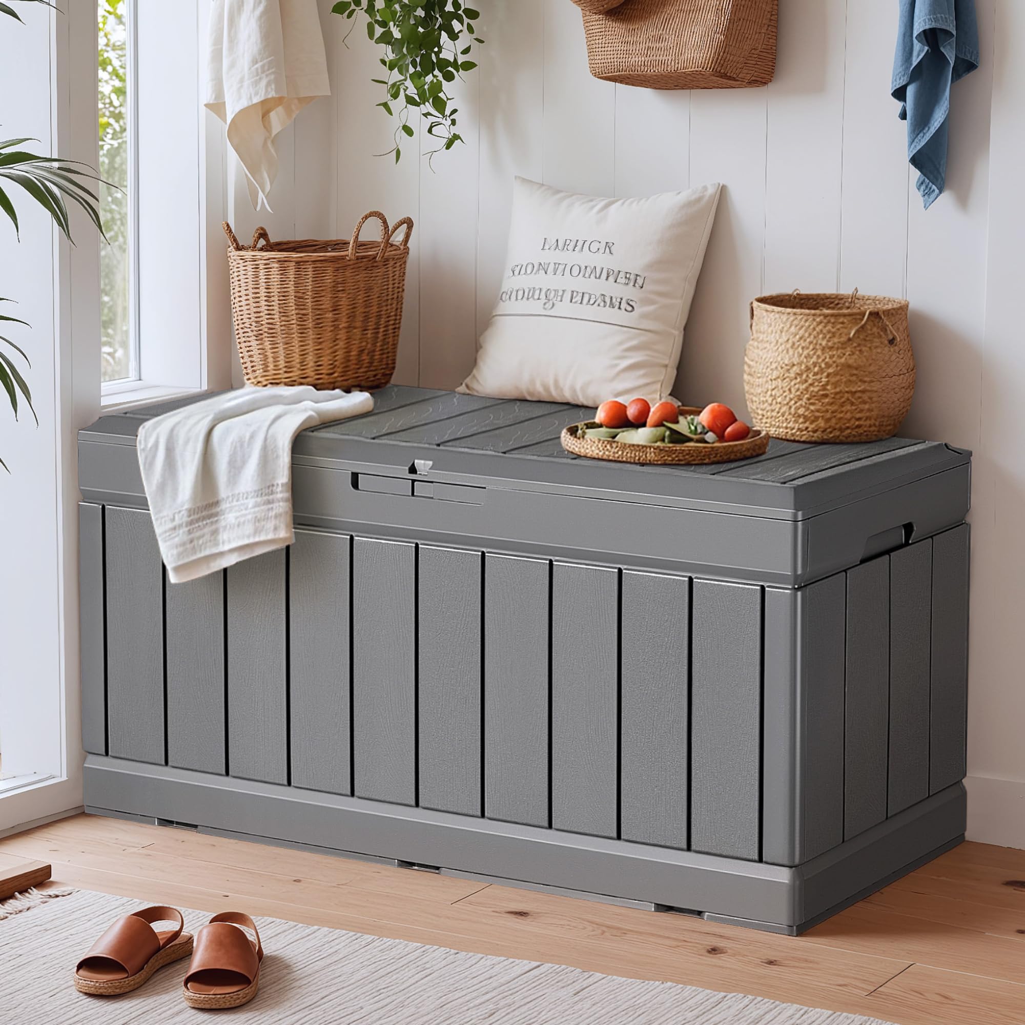 Snapklik.com : YESHOMY Storage Chest, Entryway Resin Shoe Bench, Toy Box