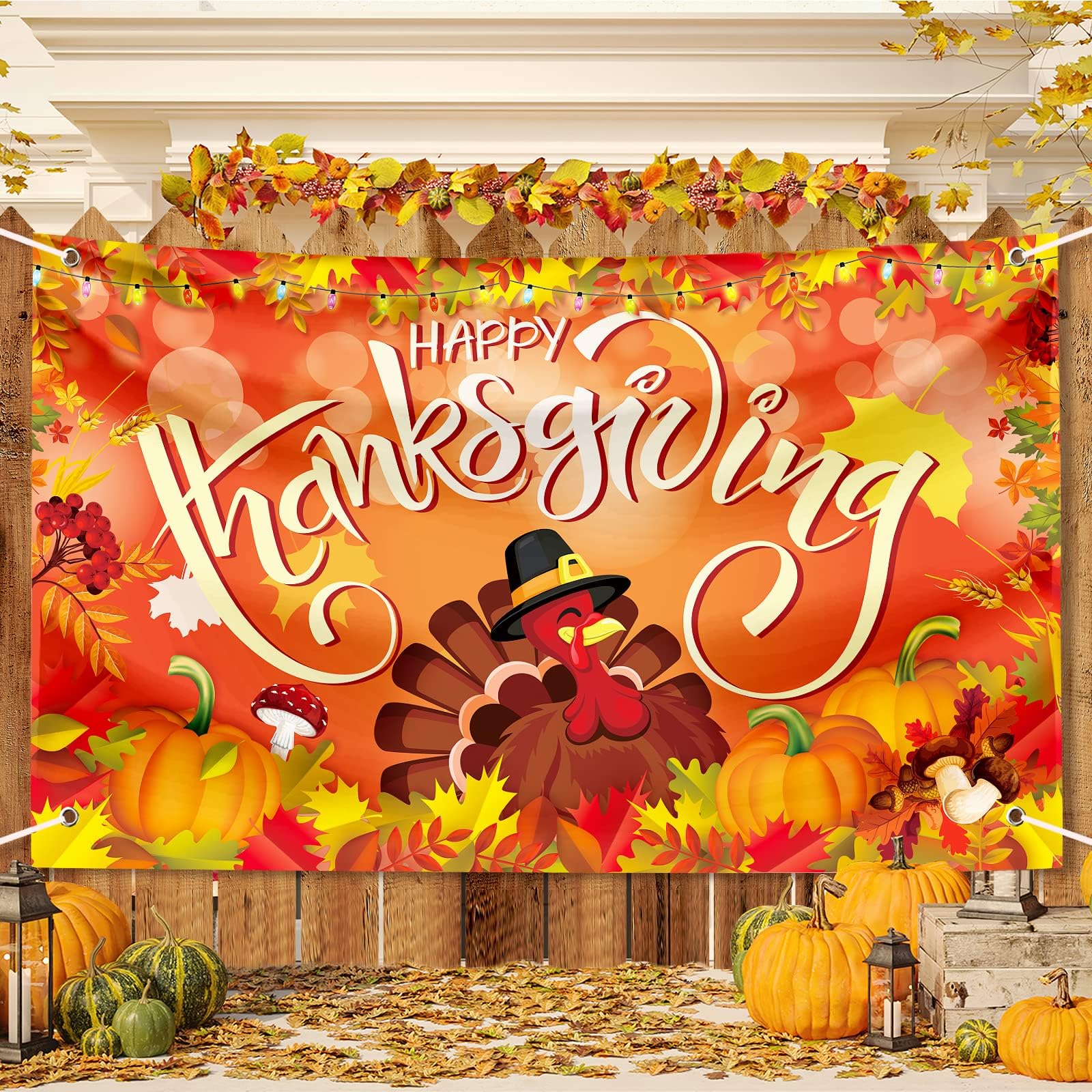 Amazon.com: Large Thanksgiving Banner Decorations Outdoor 72x44 Inch ...