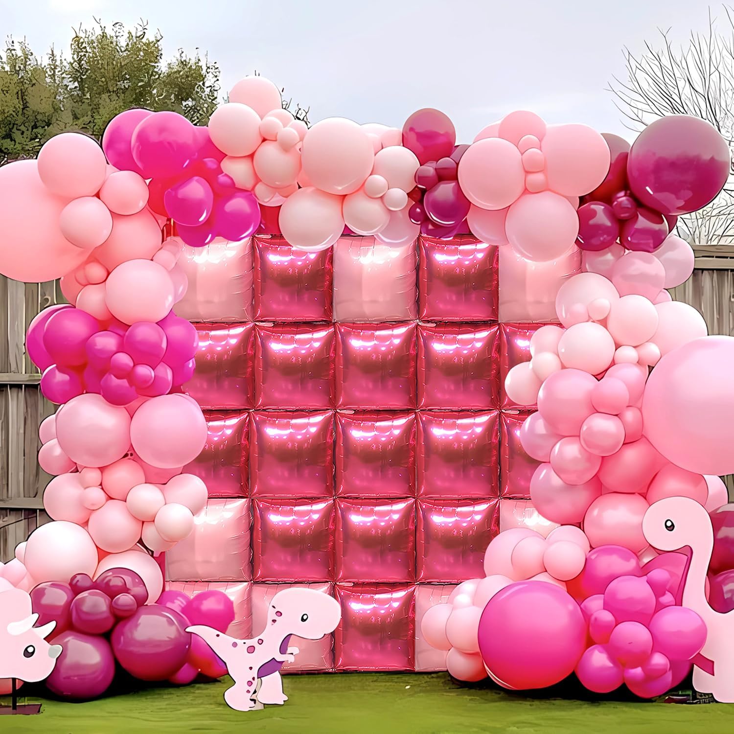 Amazon.com: Mirooyu Pink Balloons Wall Backdrop,136pcs Double Side ...