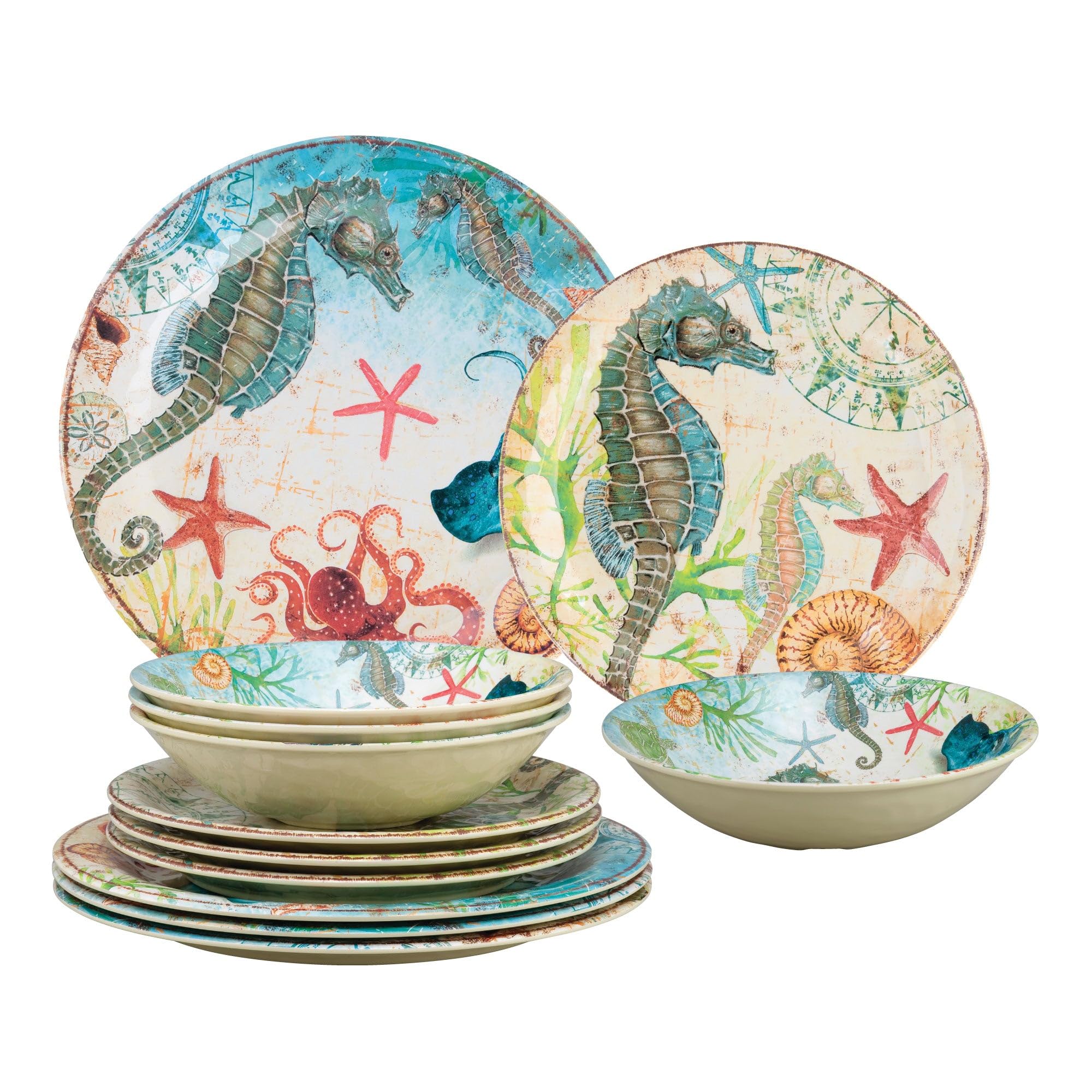 Snapklik.com : UPware 12-Piece Melamine Dinnerware Set, Includes Dinner ...