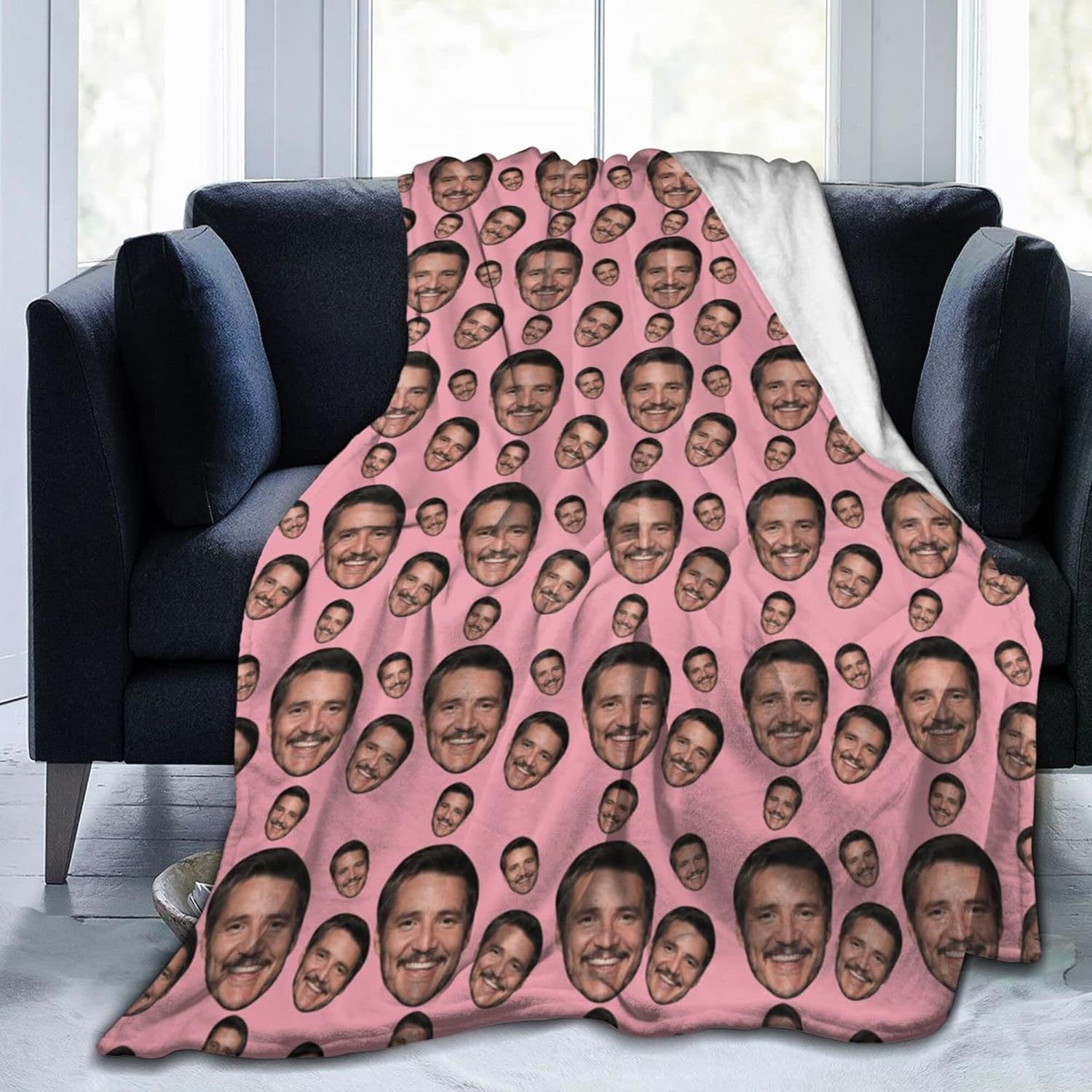 Amazon.com: Funny Pedro Pascal Face Flannel Blanket Personalized Soft ...