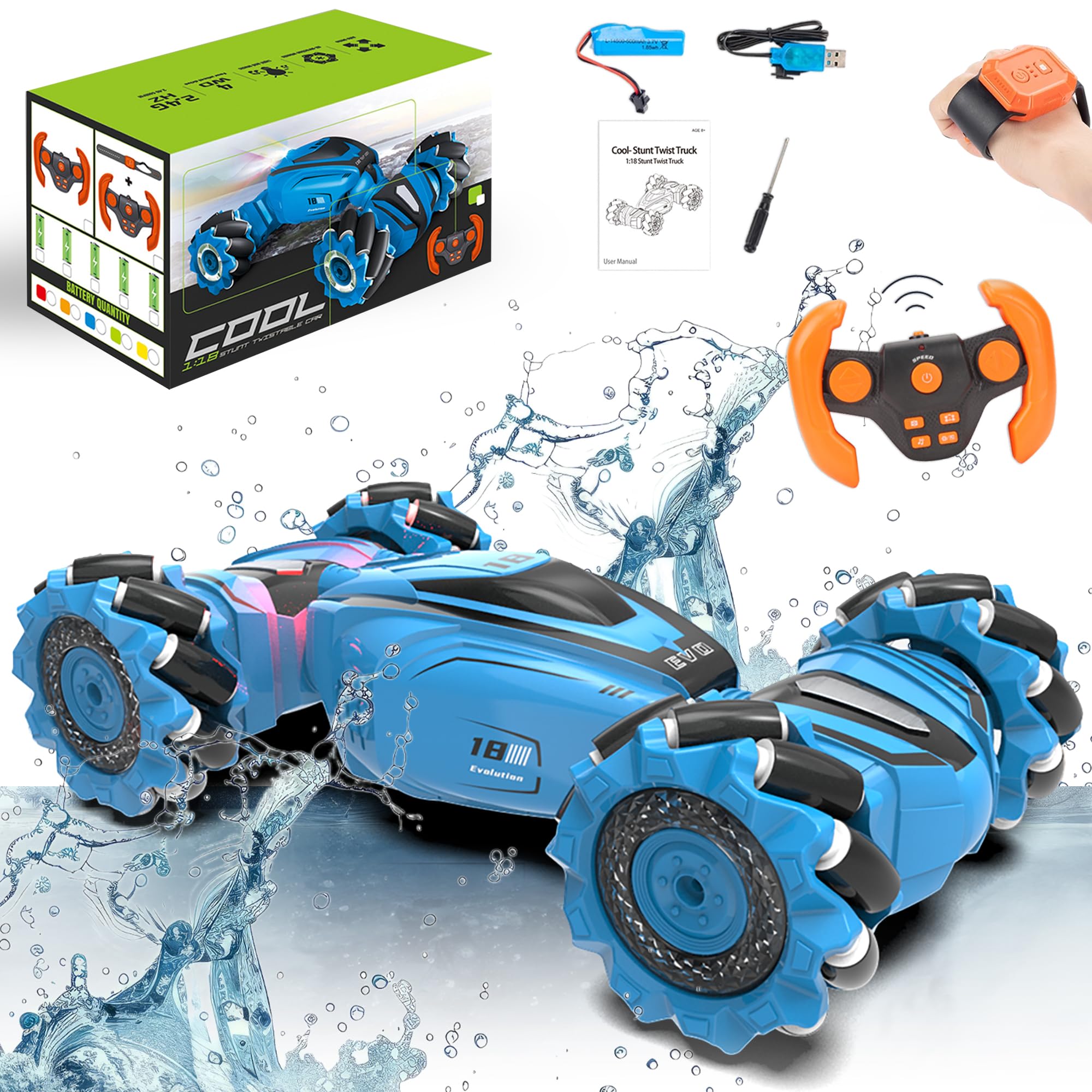 Amazon.com: KULUNG Remote Control Car, Gesture Sensing RC Stunt Car ...