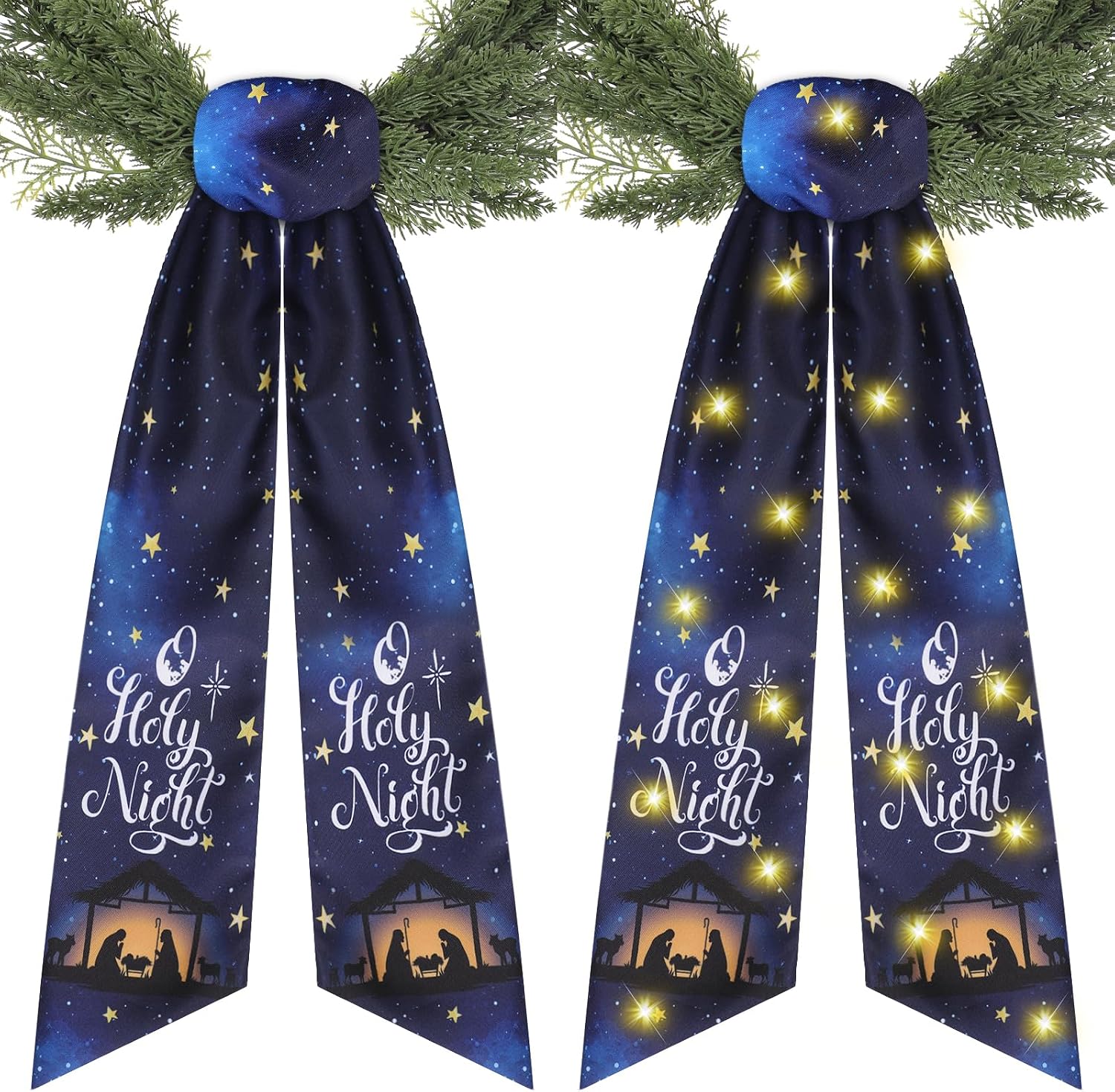 Amazon.com: Christmas Wreath Sash for Front Door - 2 Pcs Blue Merry ...
