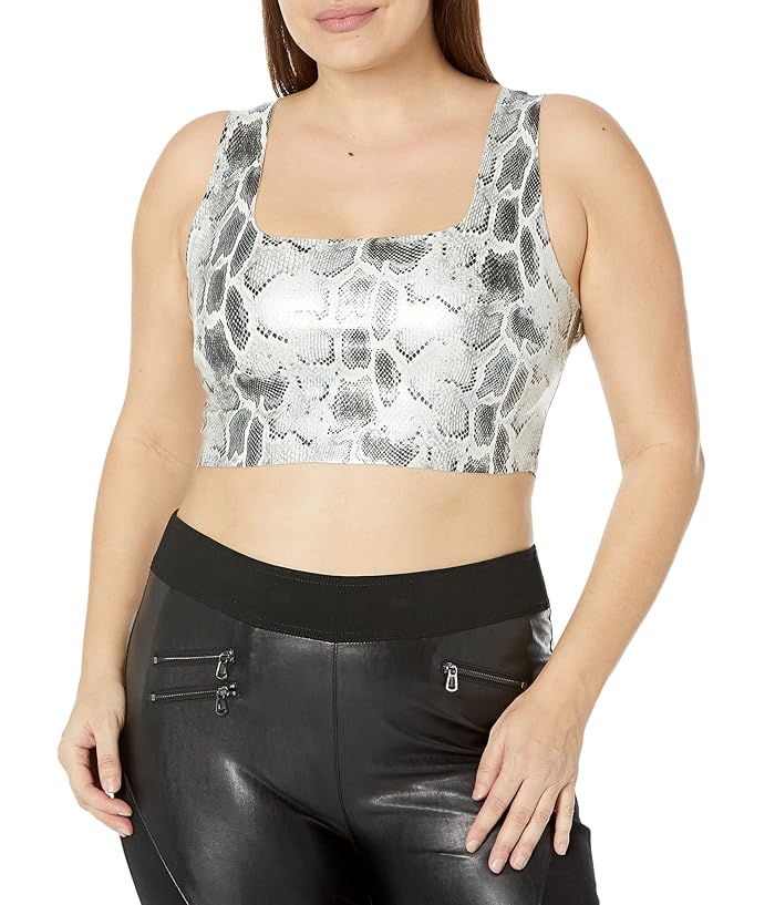 Commando Faux Leather Animal Square Neck Crop Top FLT101 | 6pm