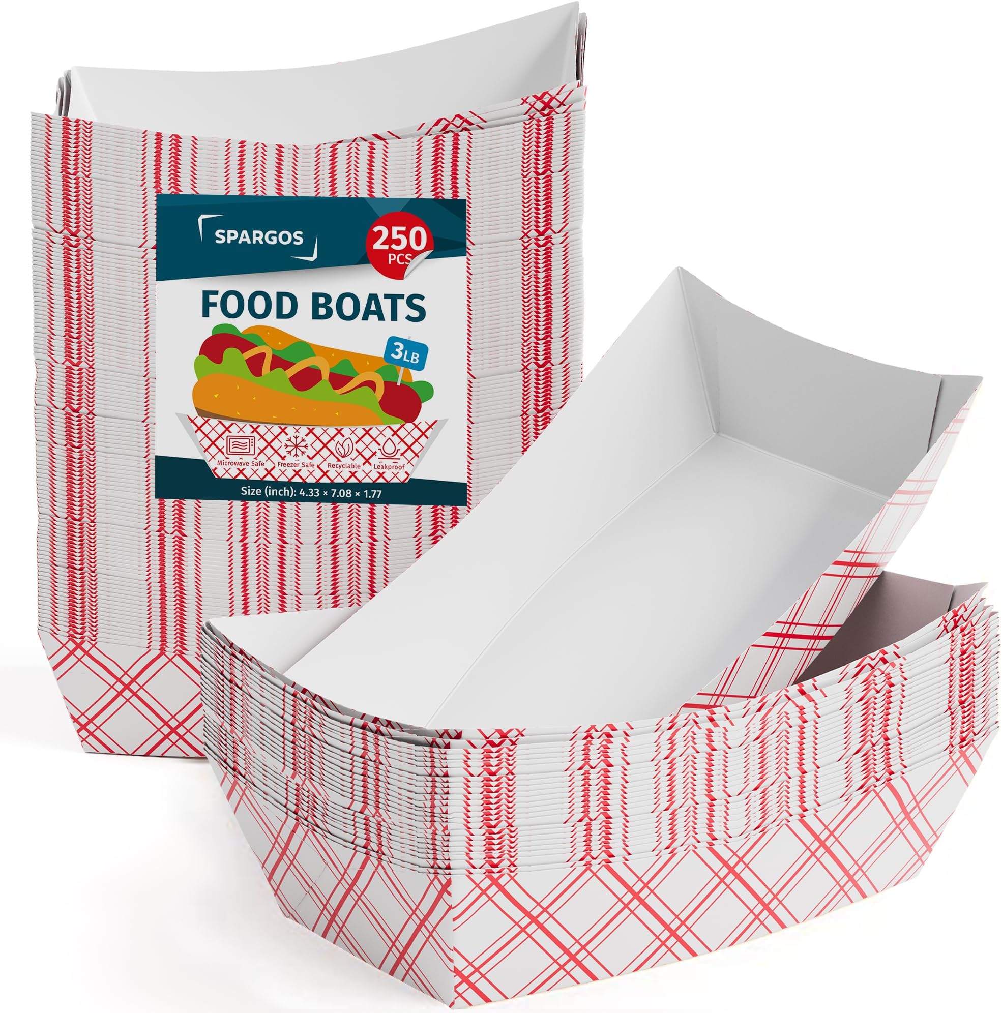 Amazon.com: Fasmov 200 Pack 2 lb Capacity Disposable Paper Food Tray ...