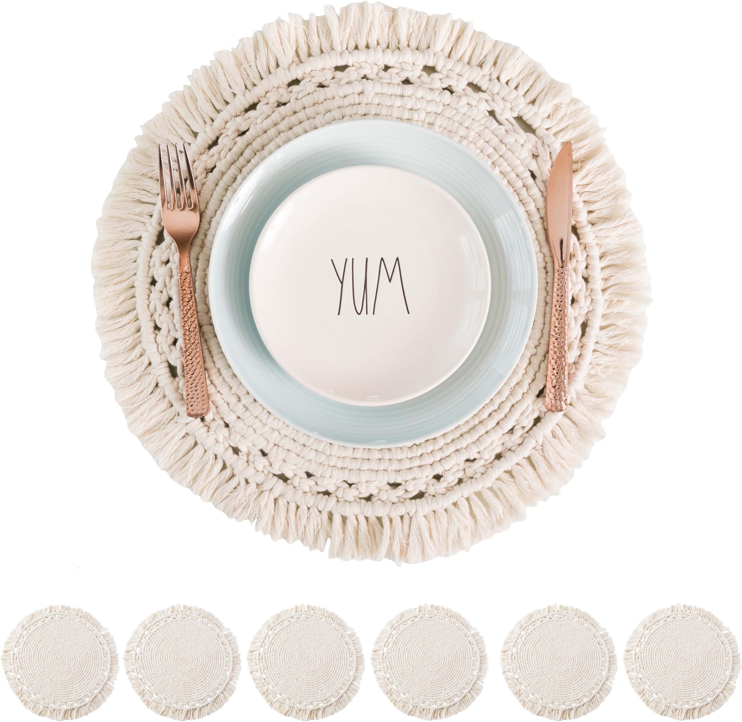 Amazon.com: Woven Trivet Placemats Table Mats: Humbson 6Pcs Round ...