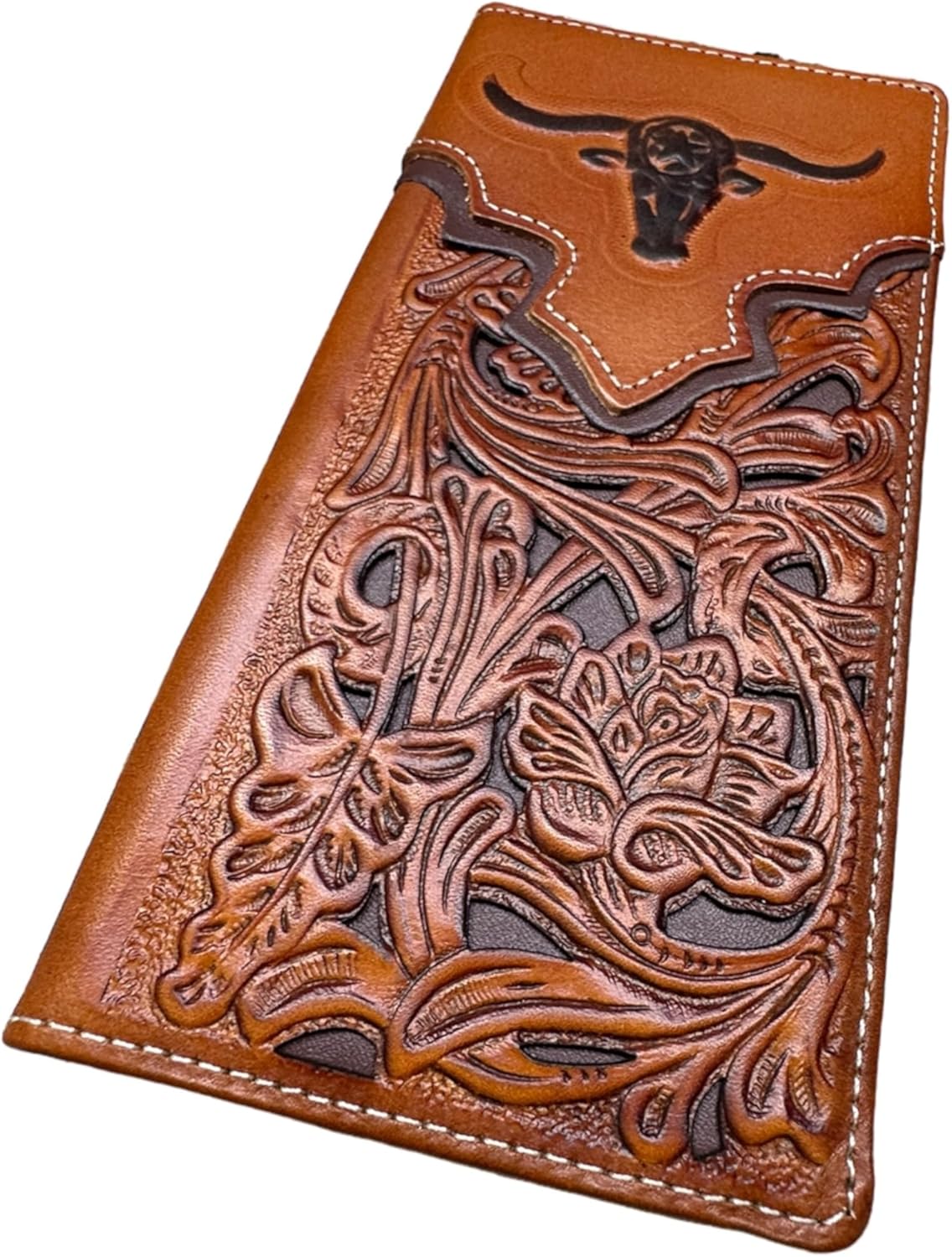Amazon.com: Western Stakes Men’s Long Leather Wallet – Laser Cut Floral ...