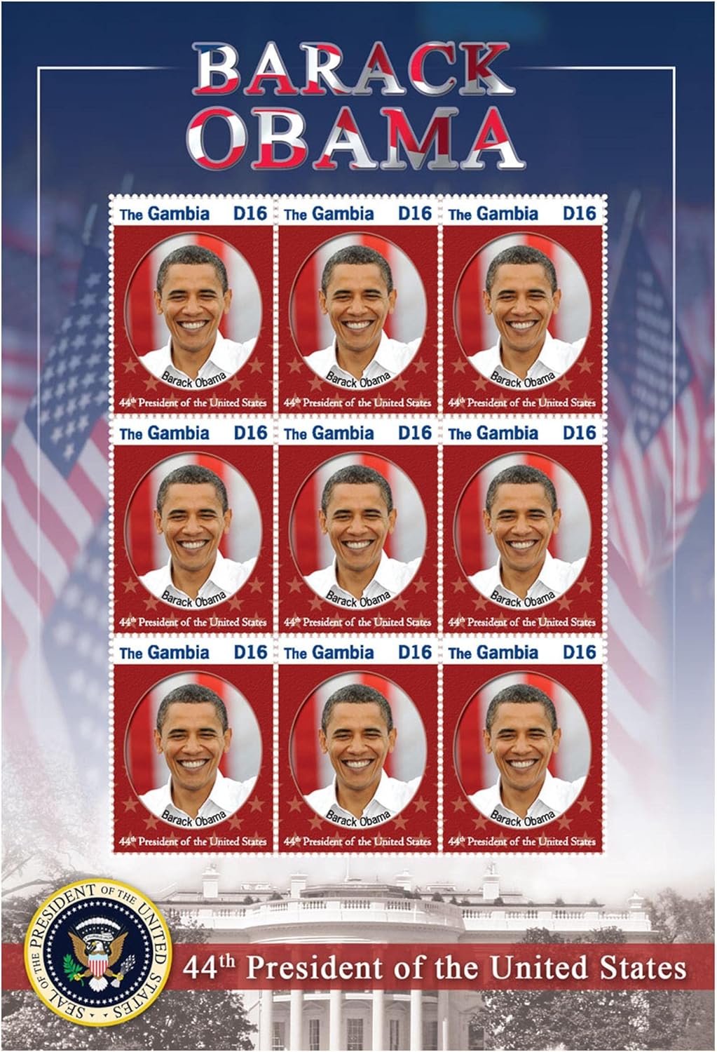 Amazon.com: Gambia President Barack Obama Sheetlet | Presidents, United ...