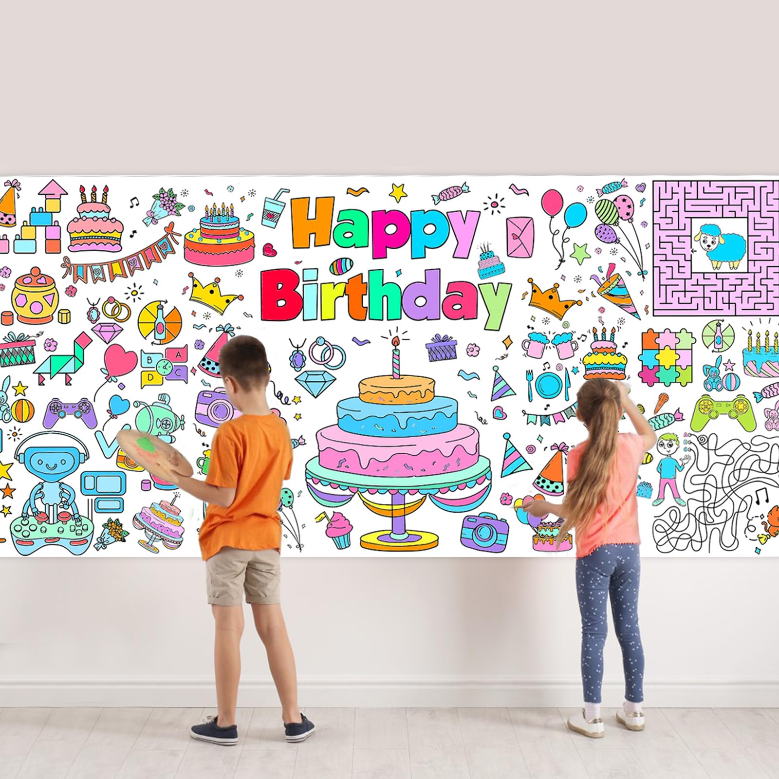 Snapklik.com : Happy Birthday Coloring Poster, Giant Coloring Poster ...