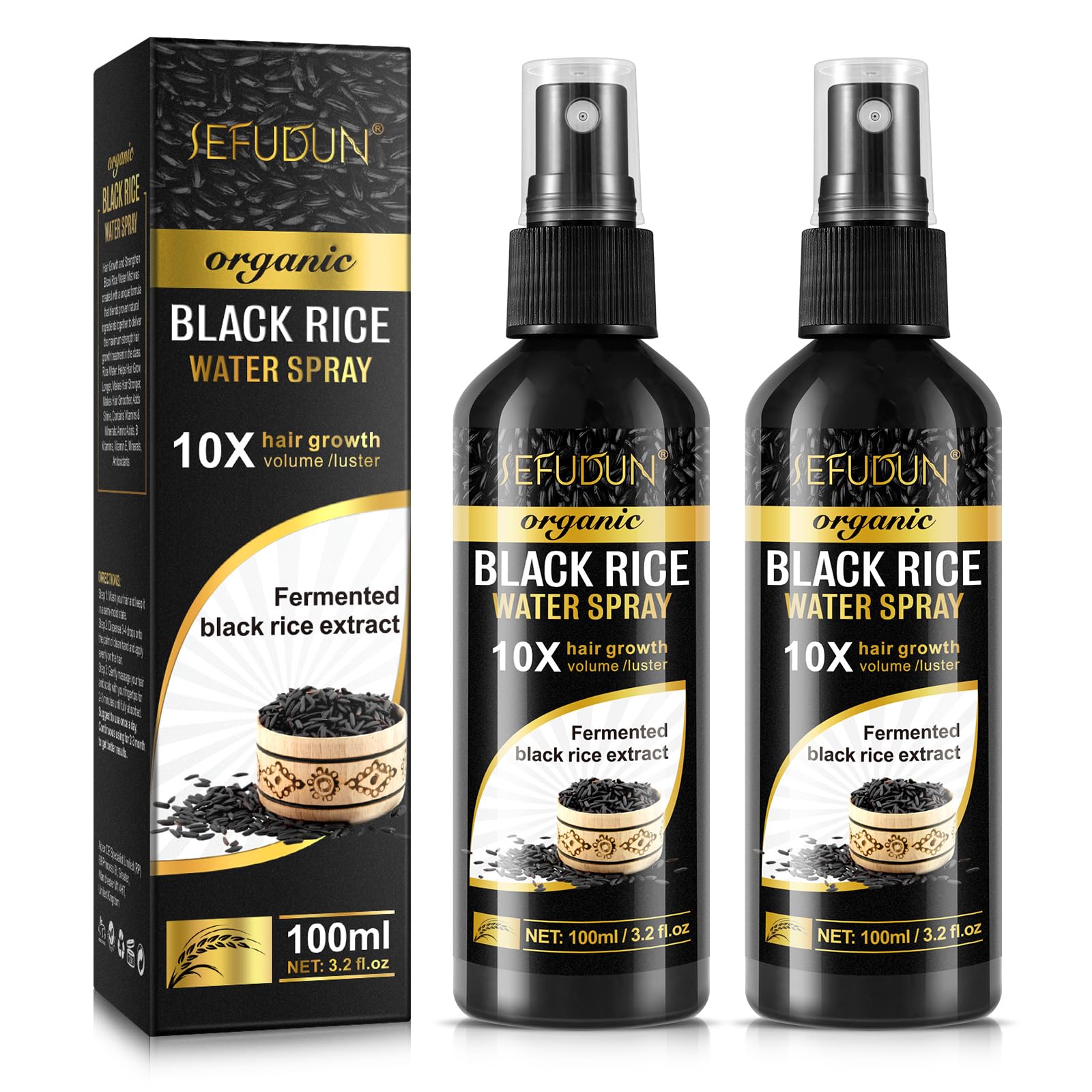Amazon.com : Organic Black Rice Water Spray for Hair Growth, A Solution ...