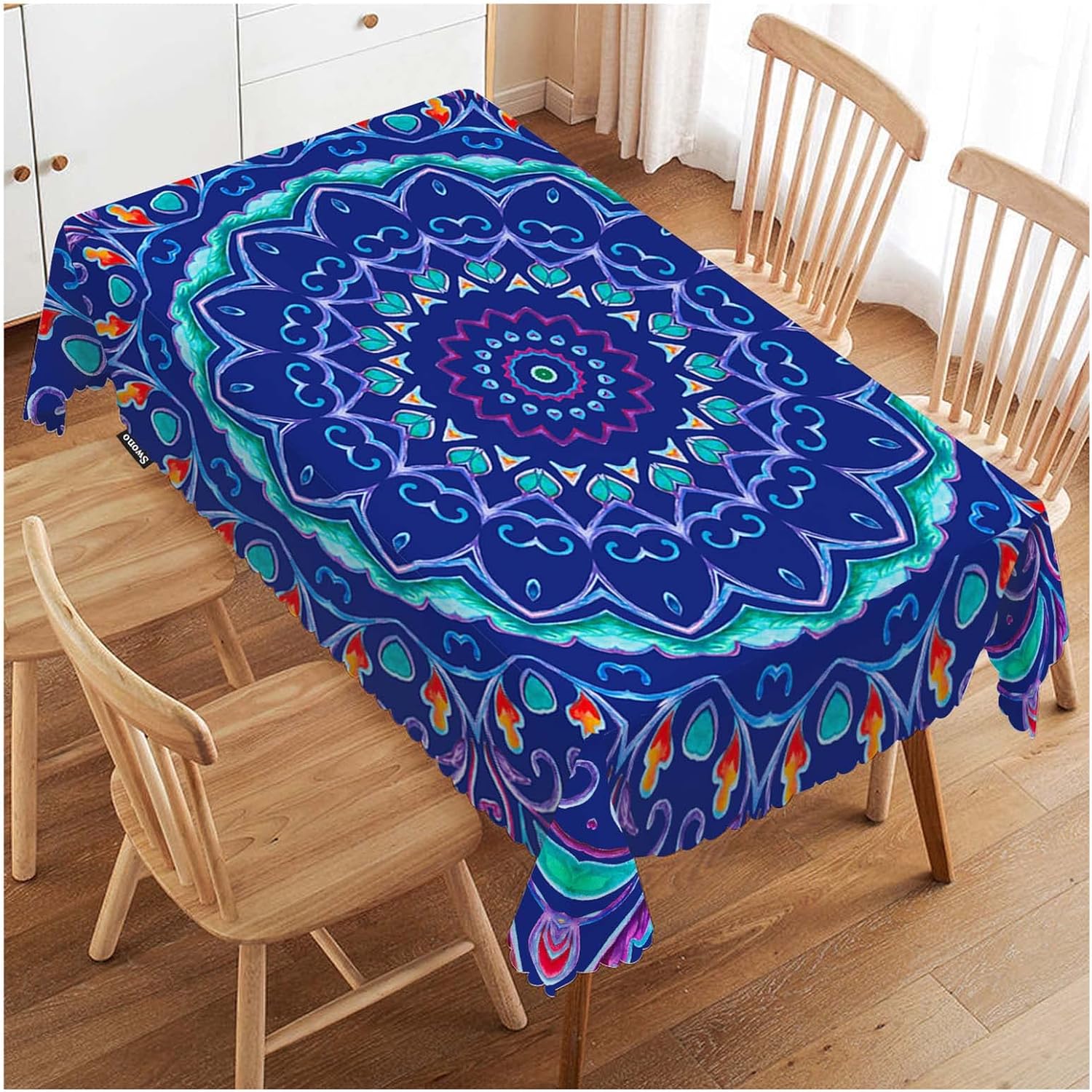 Amazon.com: Swono Tablecloth 52"X70" Mandala Blue, Watercolor Mandala ...
