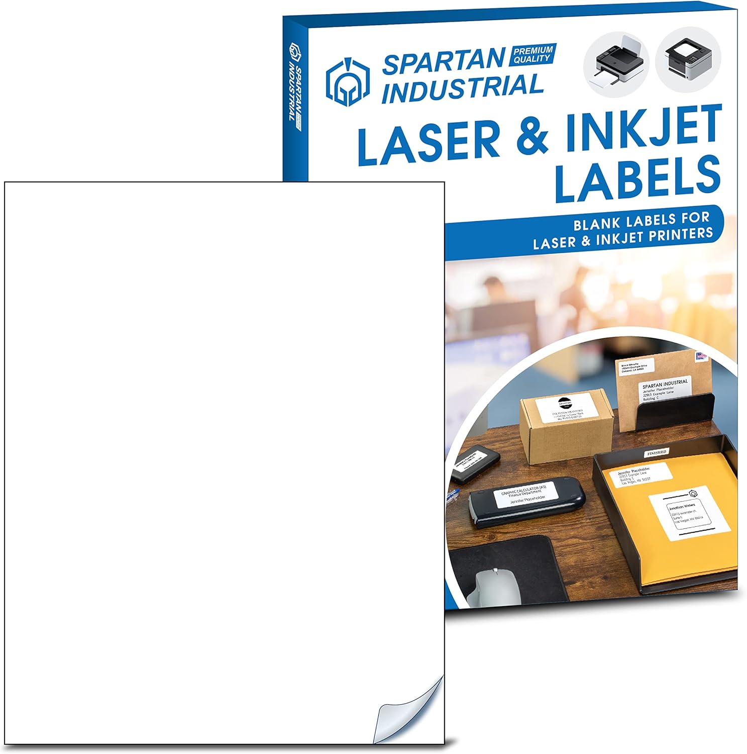 Amazon.com : Spartan Industrial Printable Laser Inkjet Labels - 8.5" X ...