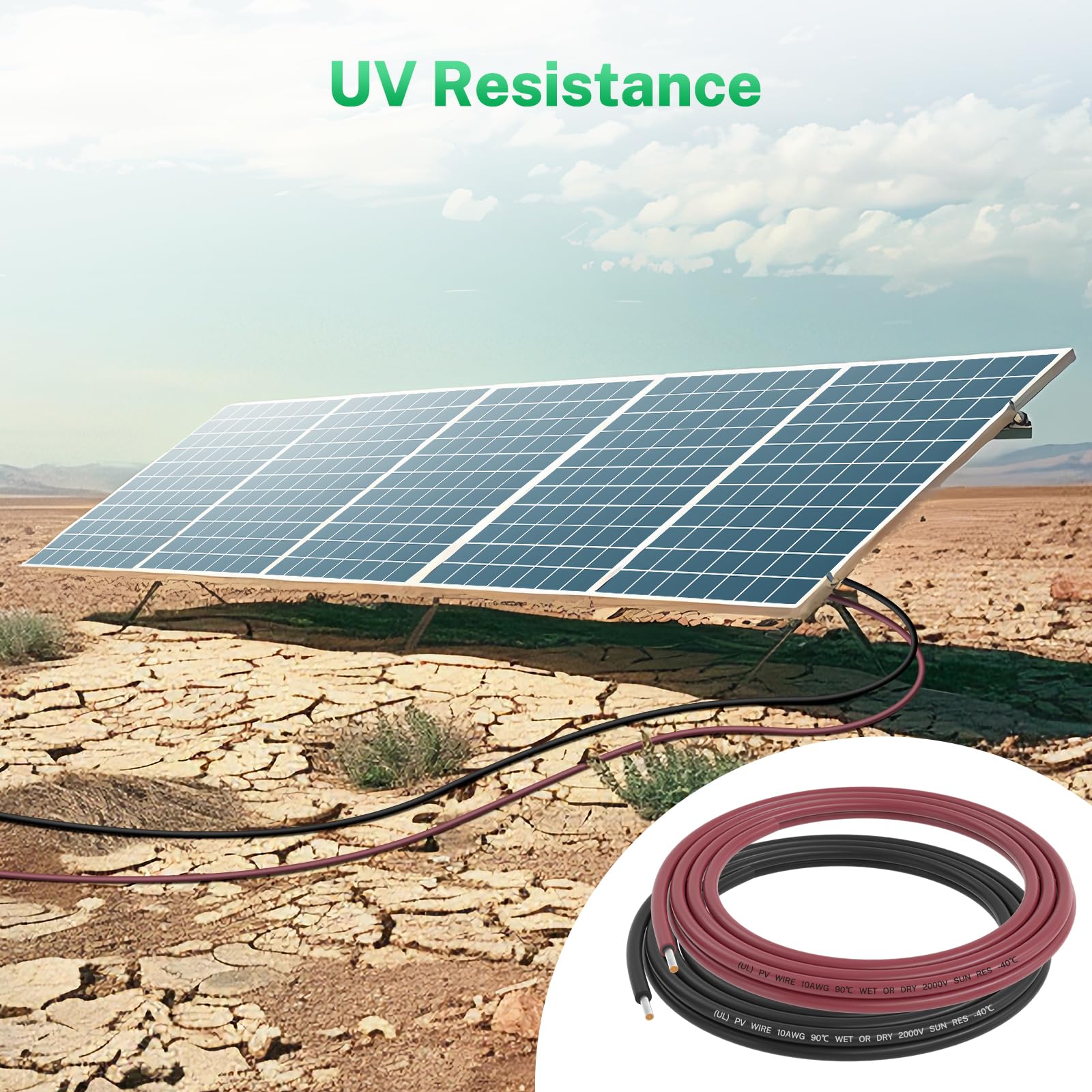 Snapklik.com : 10 Gauge Photovoltaic Wire Solar Panel Cable Red And ...