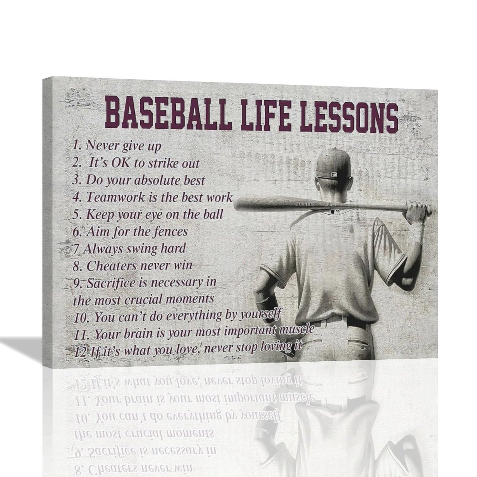 Amazon.com: Baseball Sports Wall Art Baseball Life Lessons Wall Decor ...
