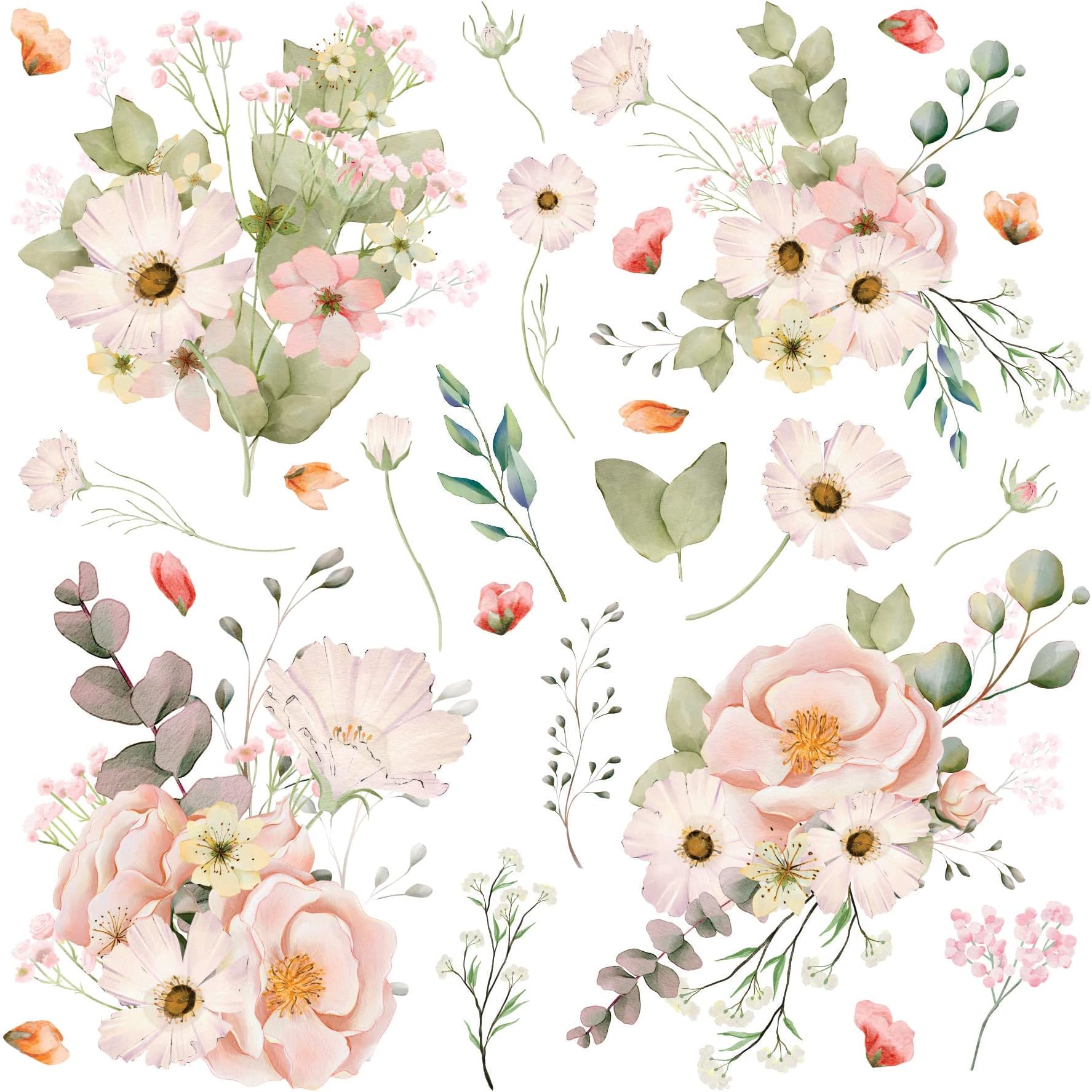 Amazon.com: Pink Flower Rub on Transfer, 6 x 6 inch Sheet - Dry Rub-On ...