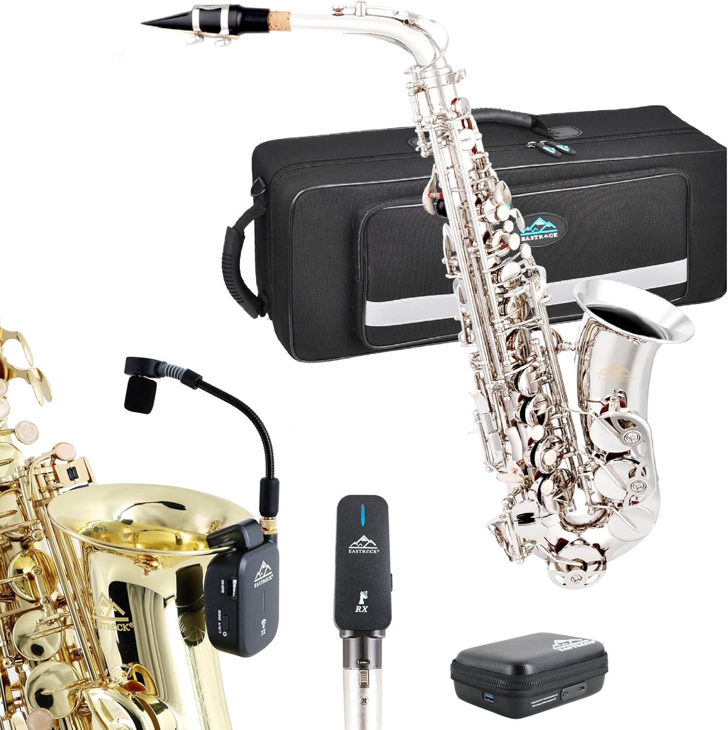 Amazon.com: EASTROCK Nickel Alto Saxophone E Flat Sax and Saxophone ...