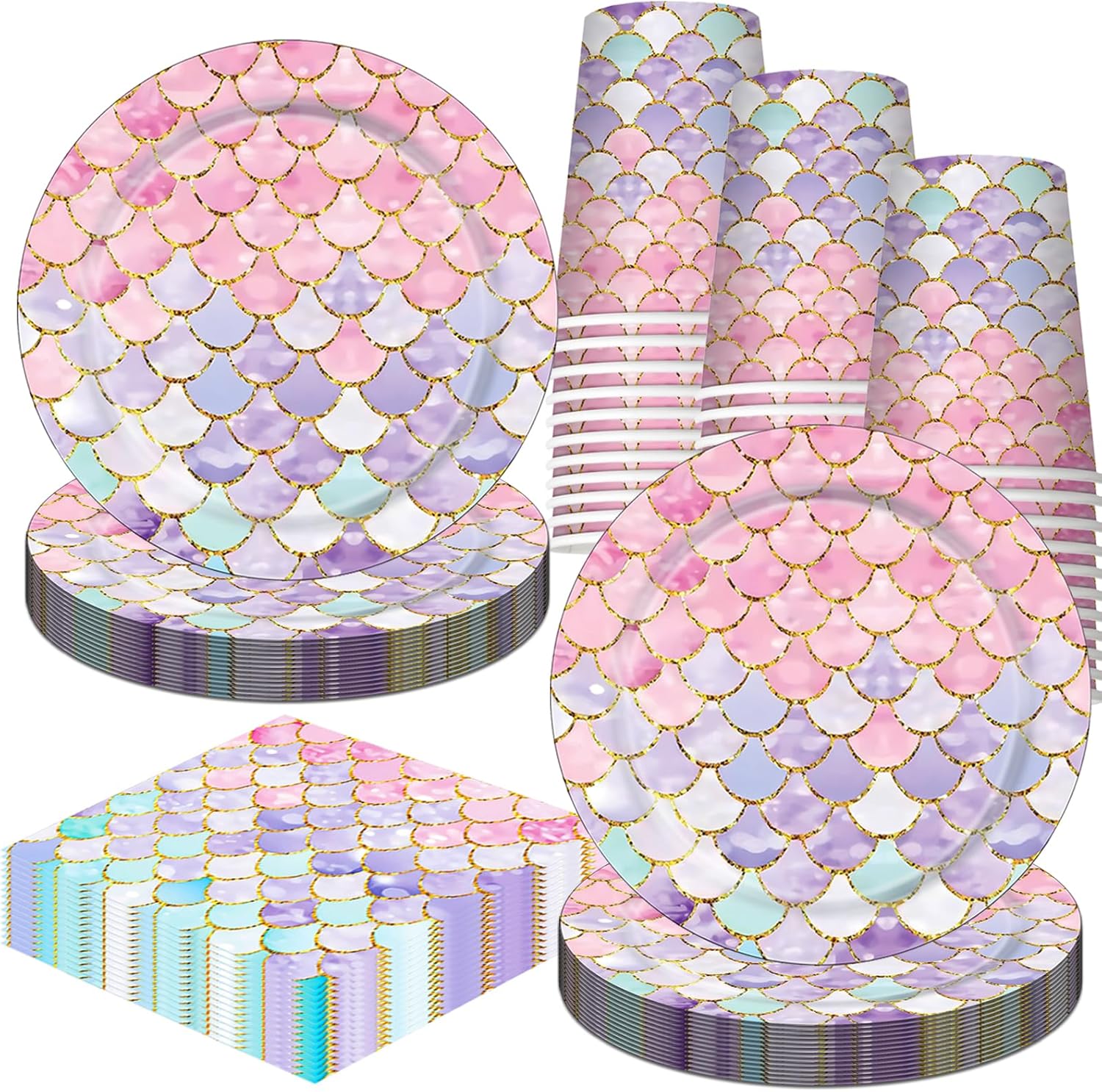 Amazon.com: Ertyjikg Mermaid Birthday Party Supplies-Mermaid Plates and ...