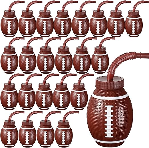 Amazon.com: Sawysine 24 Sets Football Ball Cups with Straws and Lids ...