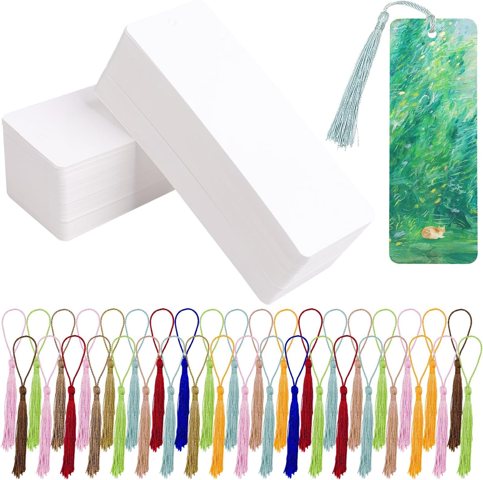 Amazon.com: DSYIL 250 Set Paper Blank Bookmarks with Colorful Tassels ...
