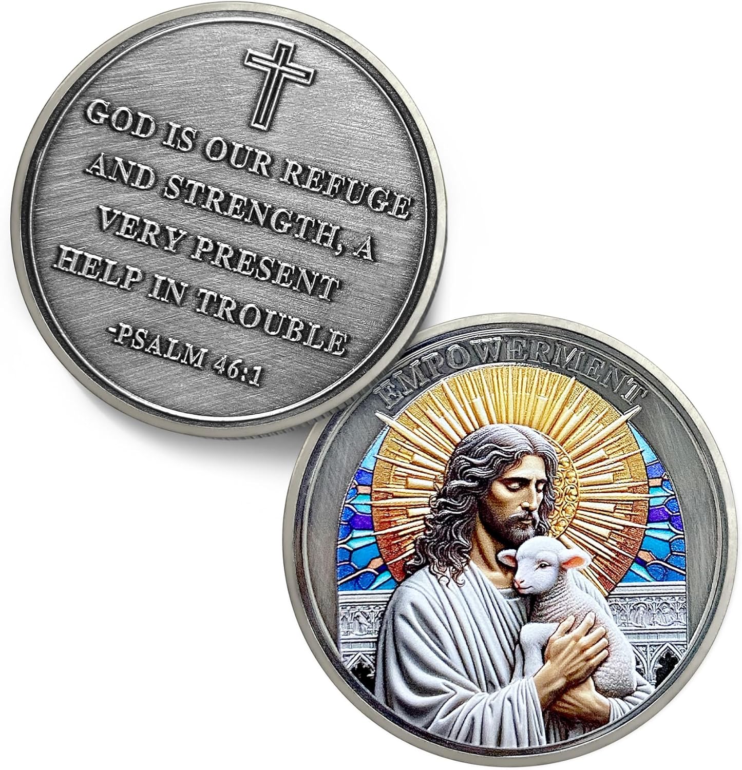 Amazon.com : Rare The Good Shepherd Challenge Coin - Psalm 46 1 Jesus ...