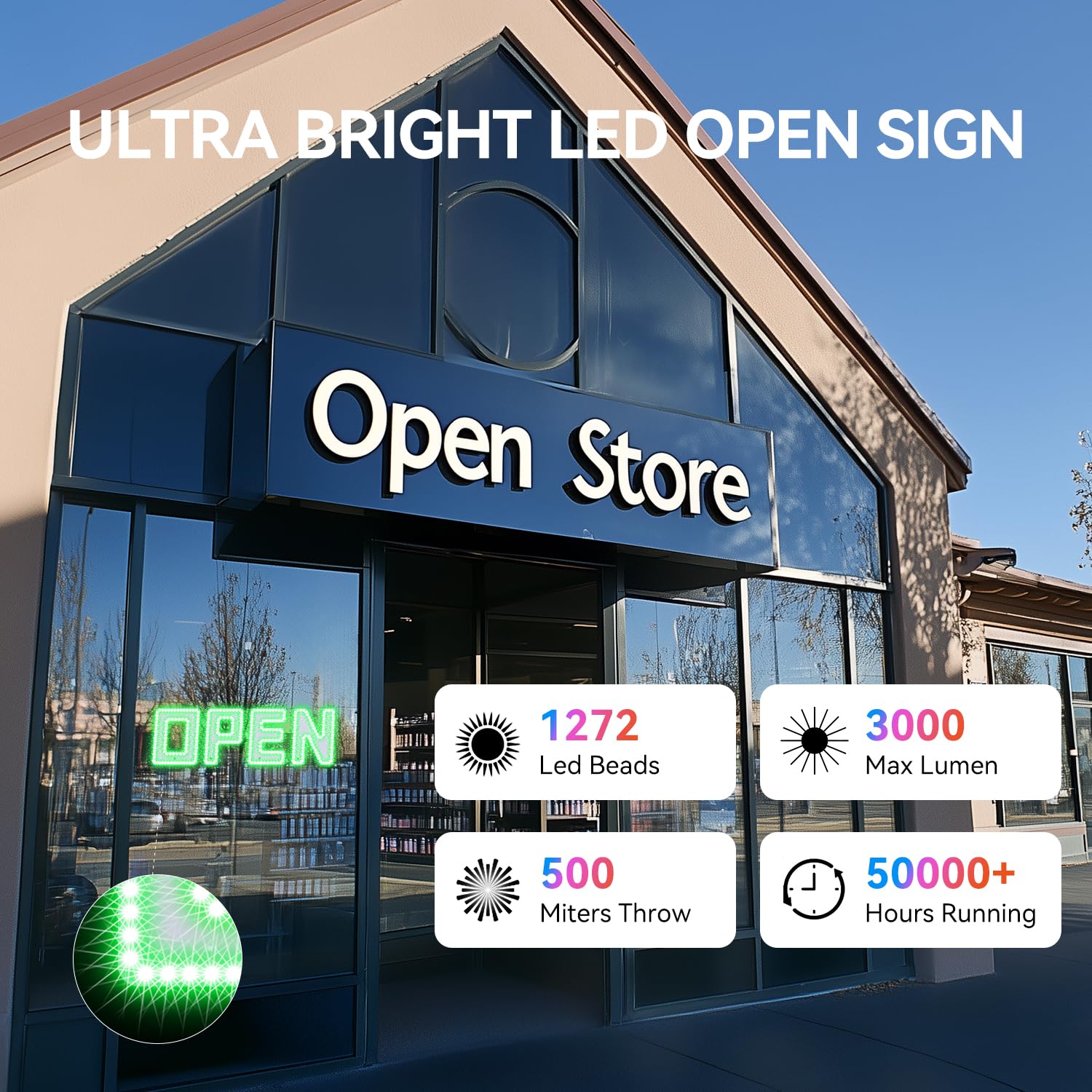 Snapklik.com : 25" X 8" Open Sign, Ultra Bright Large LED Open Signs ...