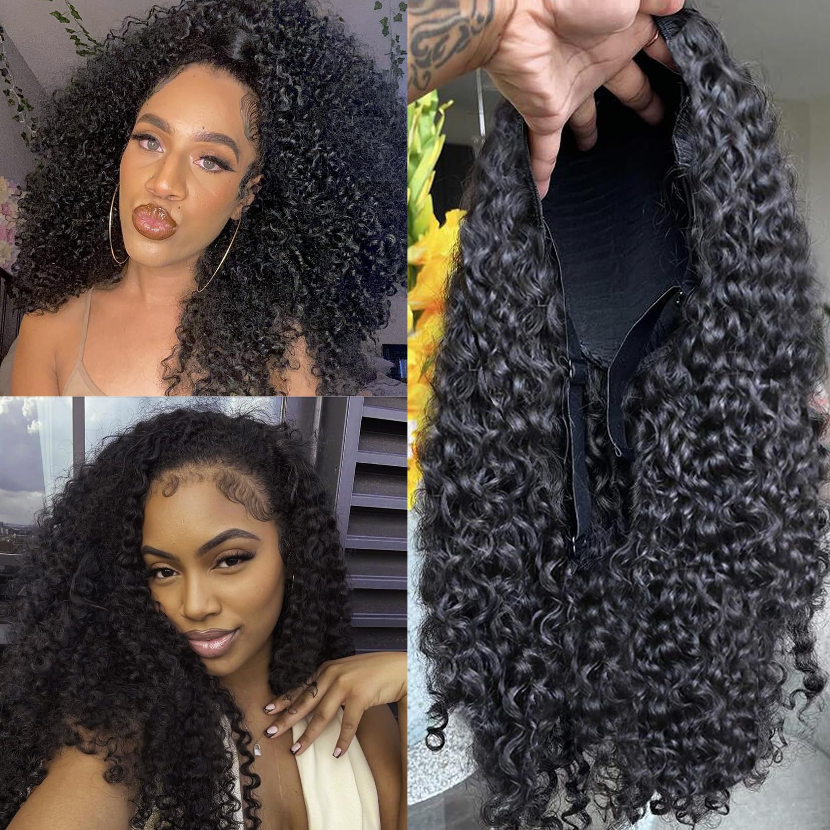 Amazon.com : BLG Burmese Curly Human Hair Half Wig for Black Women 300% ...