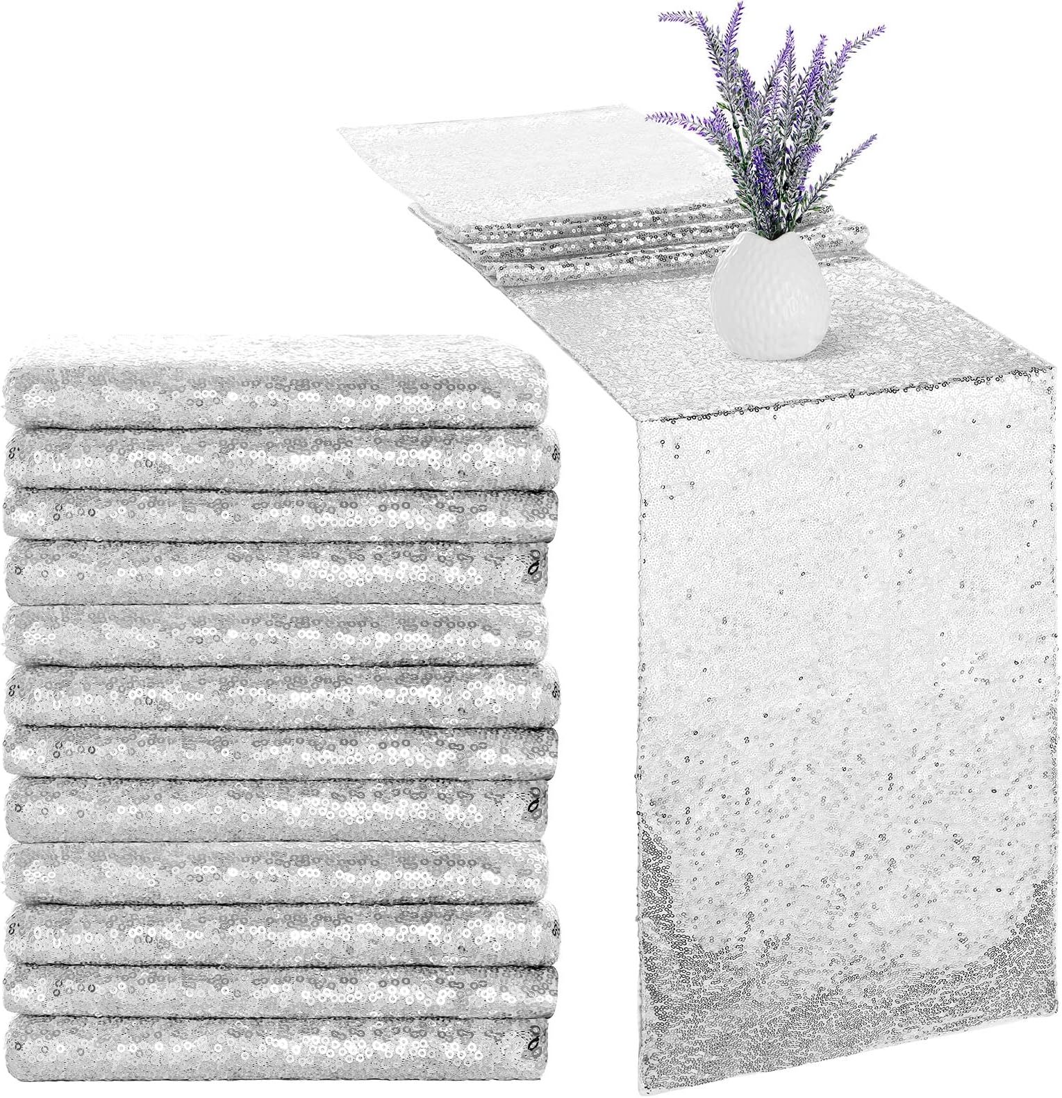 Amazon.com: Irenare 12 x 108 Inches Sequin Table Runner Glitter Table ...