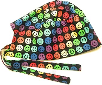Scrub Hat Smiley Faces Cotton Fabric Cap Do-Rag Skull Black at Amazon ...