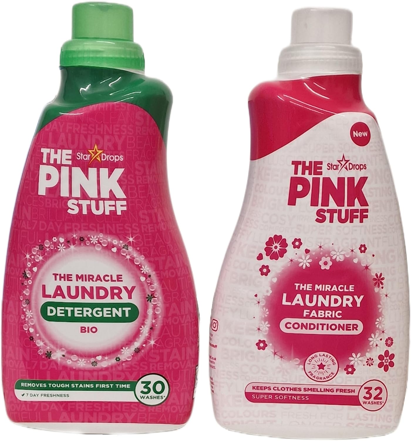 The Pink Stuff Laundry Bundle, 1x Laundry Liquid Bio 30 Washes 960ml ...