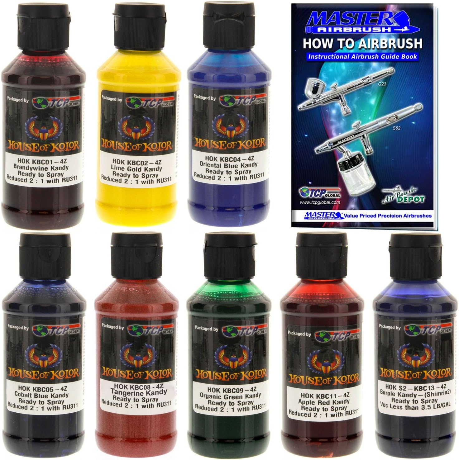 Amazon.com: House of Kolor 4Oz 8 Color Kit Shimrin Kandy Ready-to-Spray ...