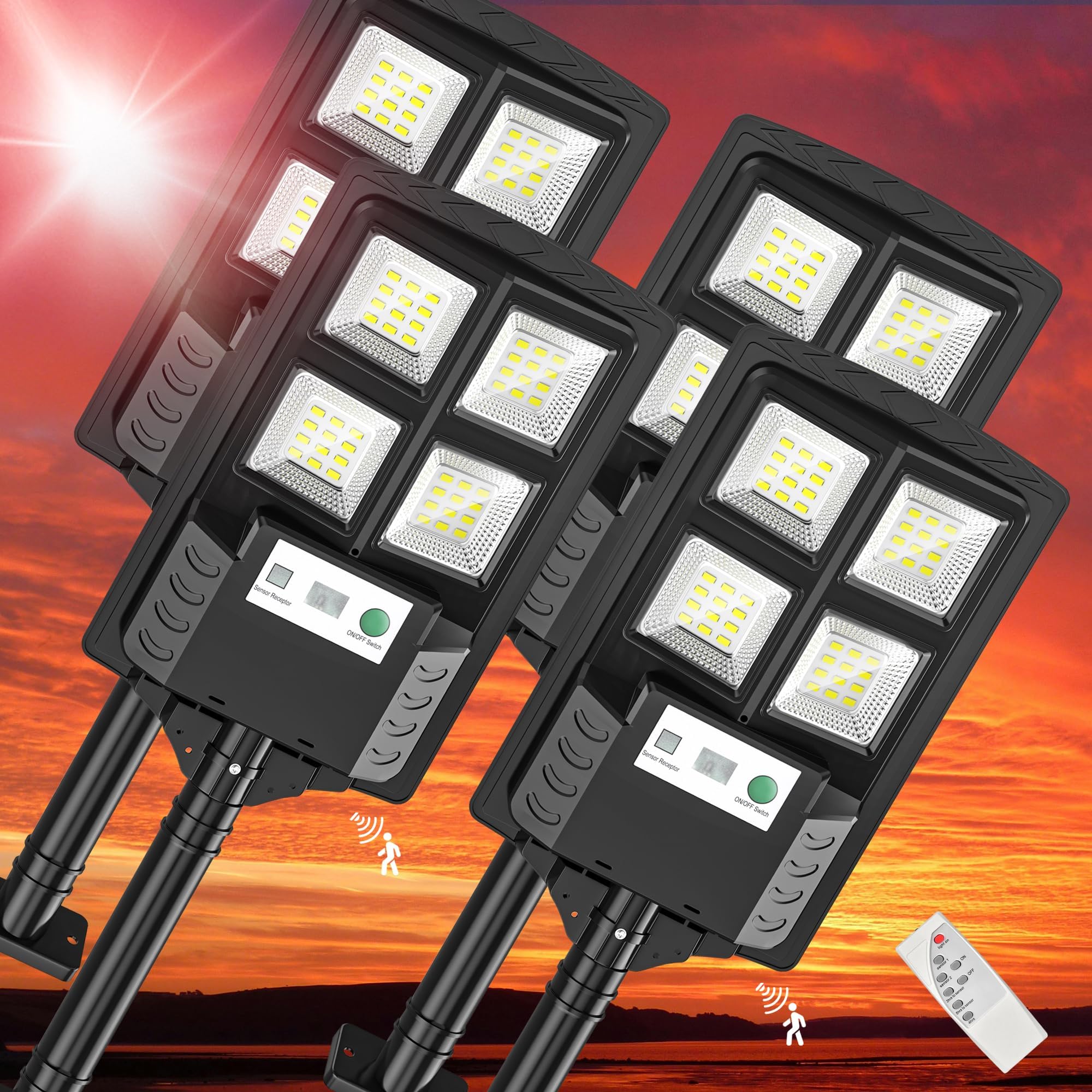 Wattake Solar Lights Outdoor 6000K -150W LED Solar Street Light Motion ...