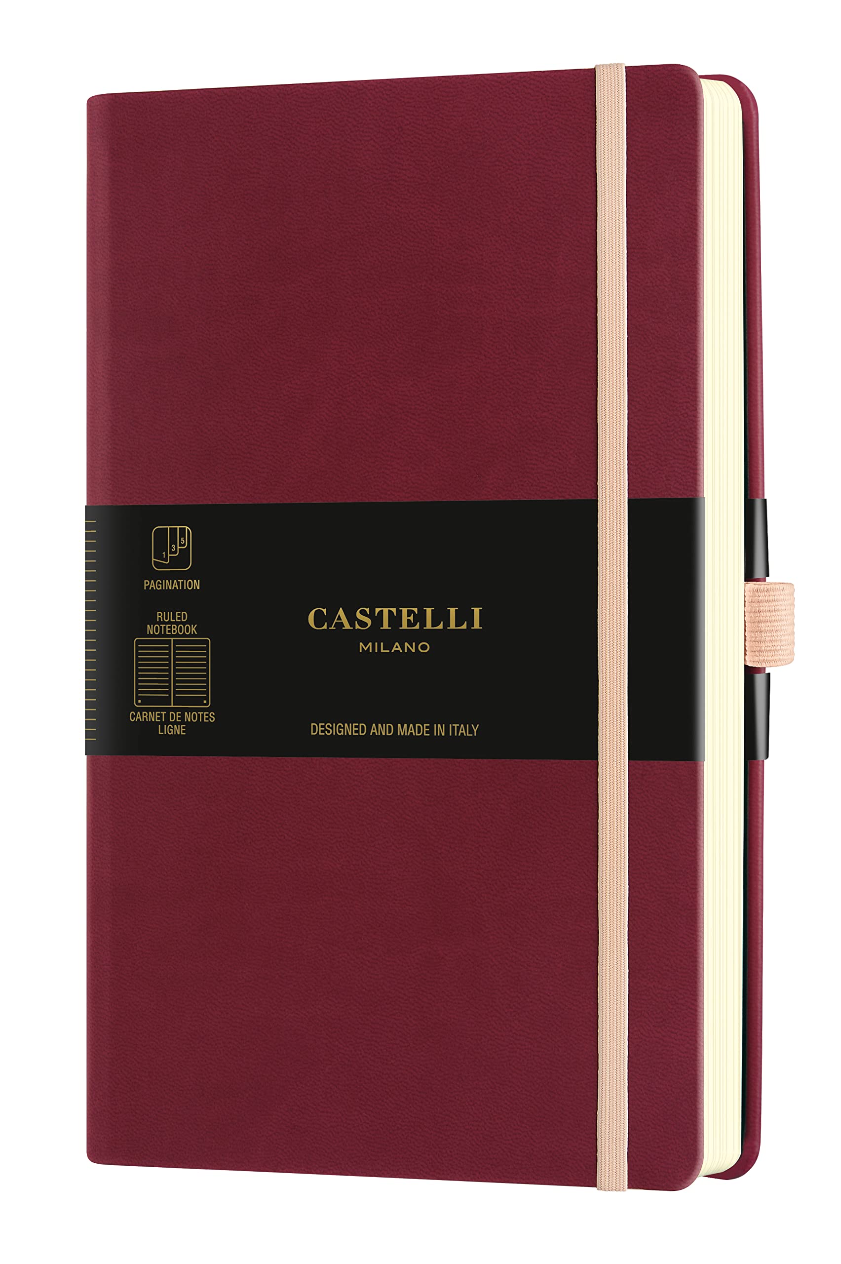 Castelli Milano AQUARELA Black Cherry Notebook 13x21 cm Striped Hard ...