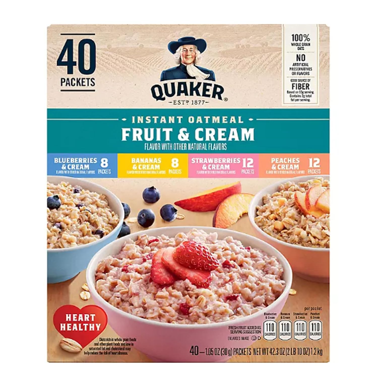 Quaker – Avena instantánea de frutas y crema, paquete variado (42.3 ...