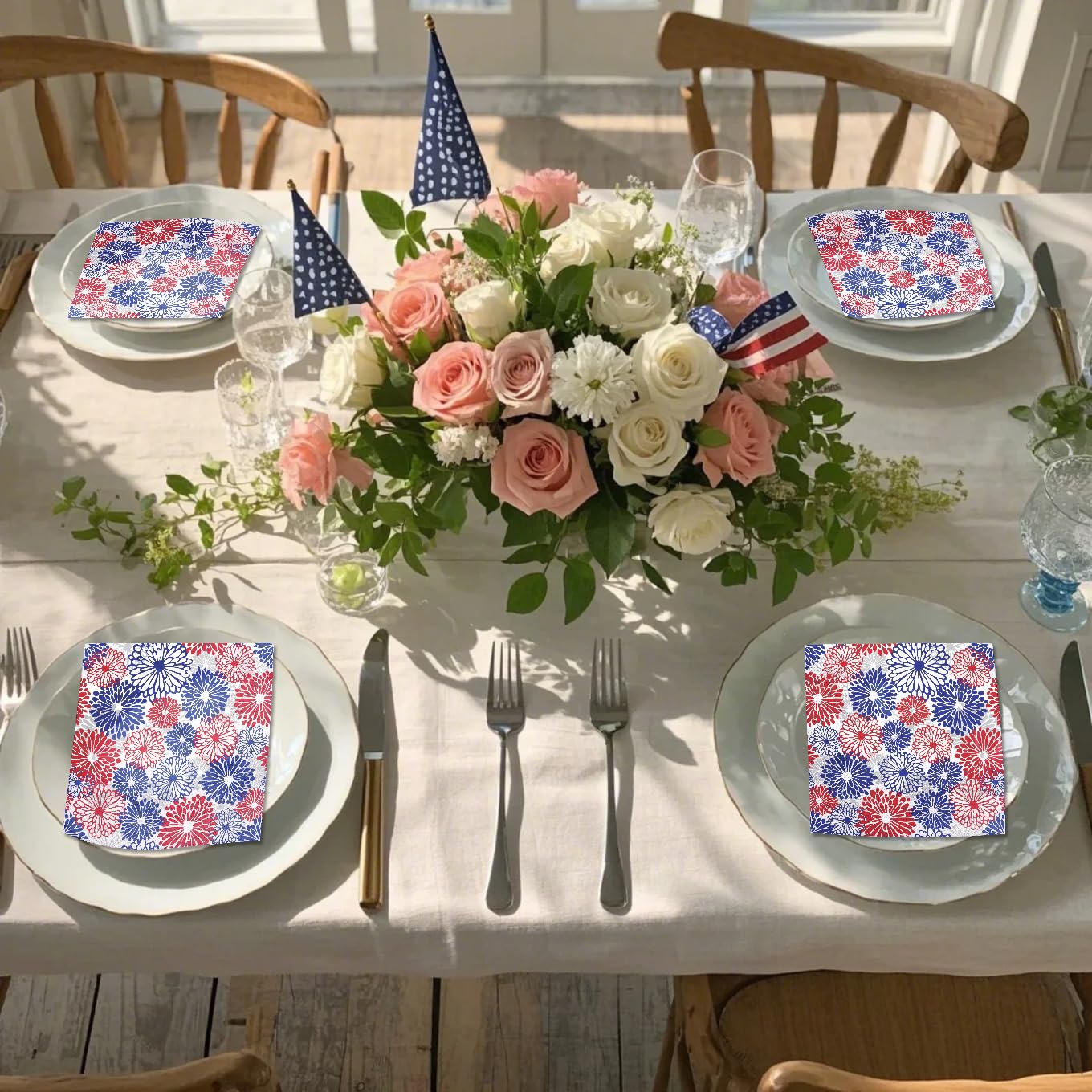 Snapklik.com : WRAPAHOLIC 50Pcs Firework Patriotic Napkins - 3-Ply 4th ...