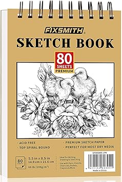 Amazon.com: FIXSMITH 5.5"X8.5" Sketch Book | 80 Sheets (68 lb/100gsm) Sketchbook | Top Spiral ...