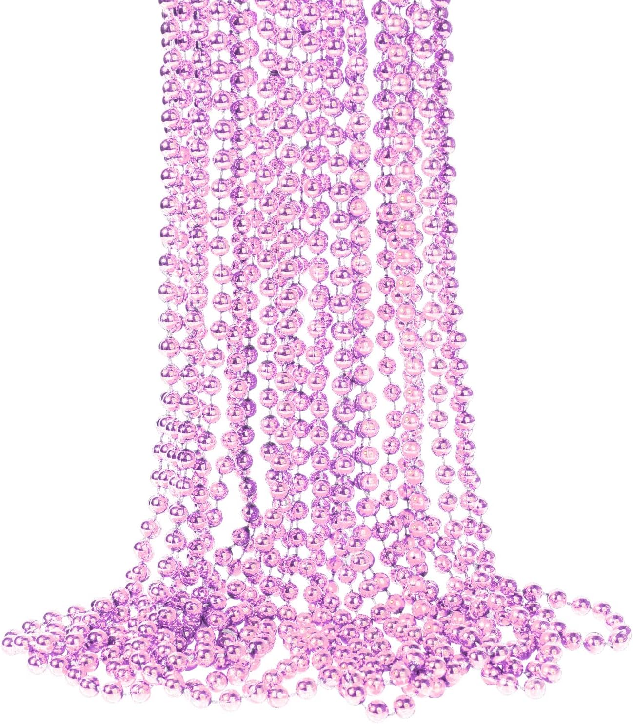 Amazon.com: Hot Pink Metallic Bead Necklaces - 32" (Pack of 4 ...